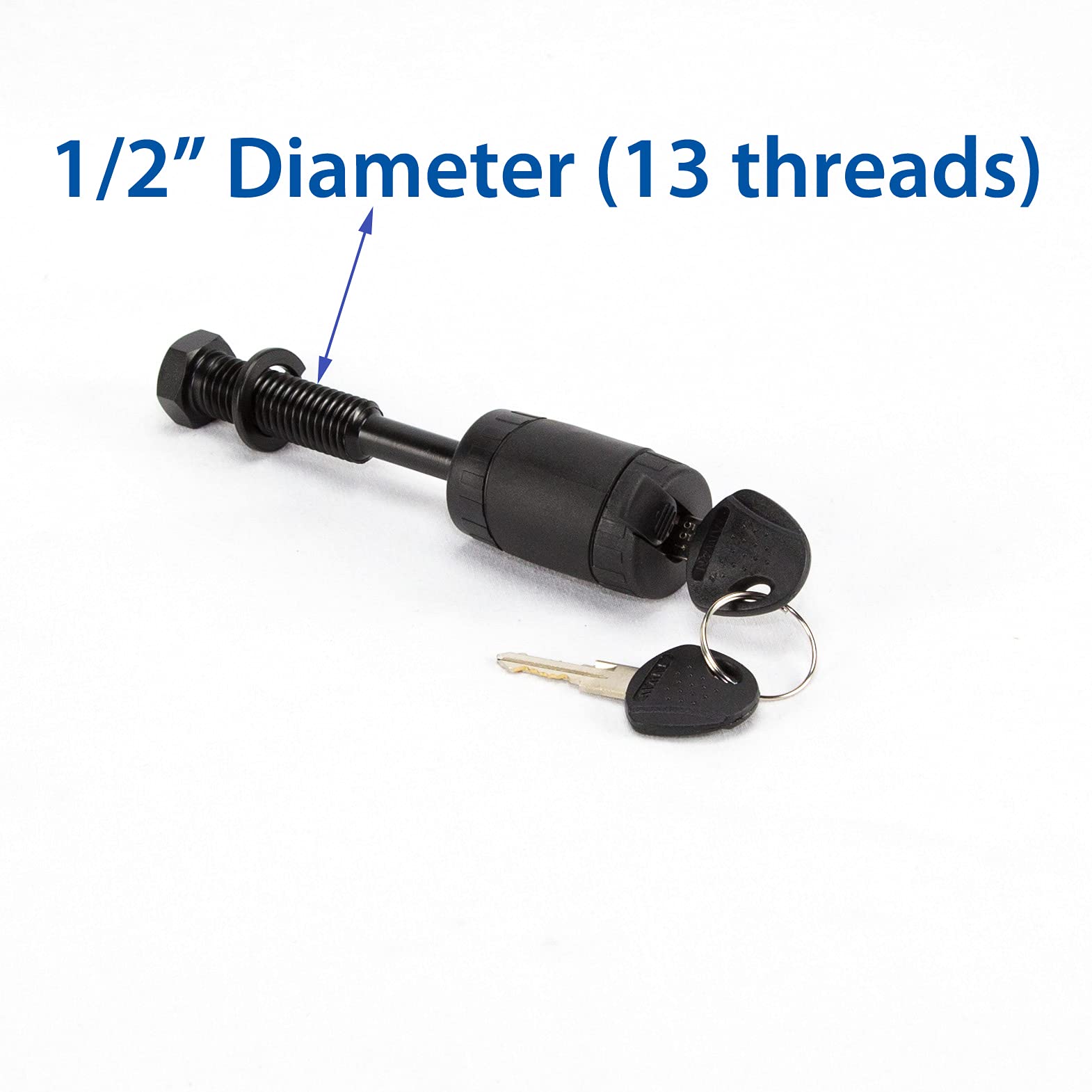 Heininger 6033 Advantage SportsRack 1.25" Threaded Receiver Trailer Lock, Black