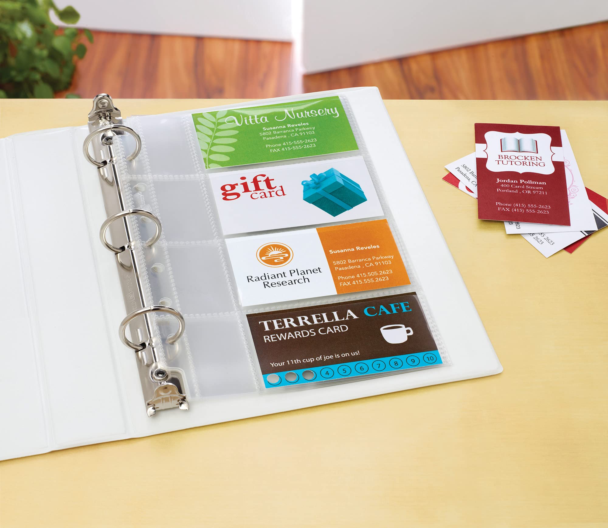 Avery Clear Business Card Organizer Pages for 5.5" x 8.5" Mini Binders, Pack of 5 Holds 40 Cards Total (76025)