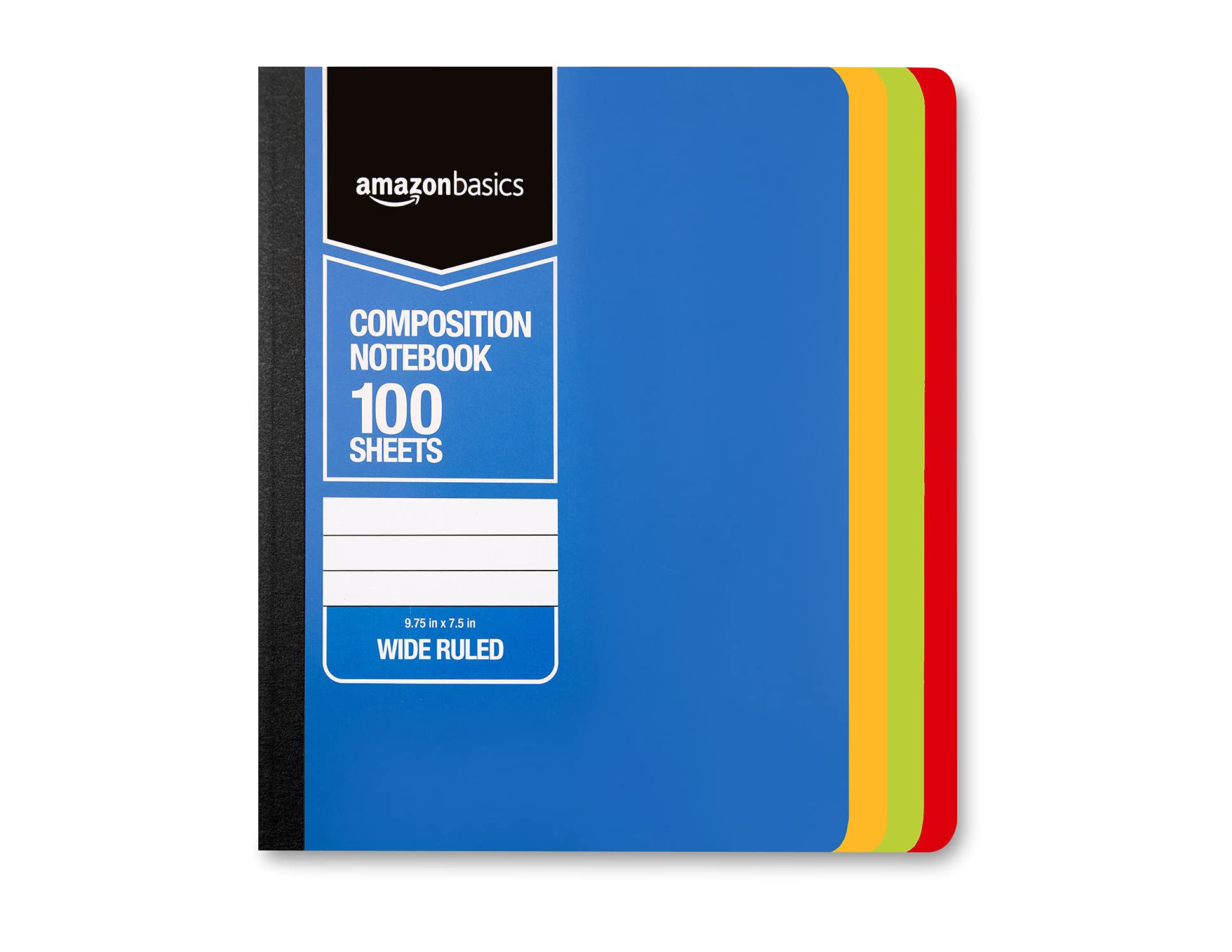Amazon Basics Wide Ruled Composition Notebook, 100 Sheet, Assorted Marble Colors, 4-Pack