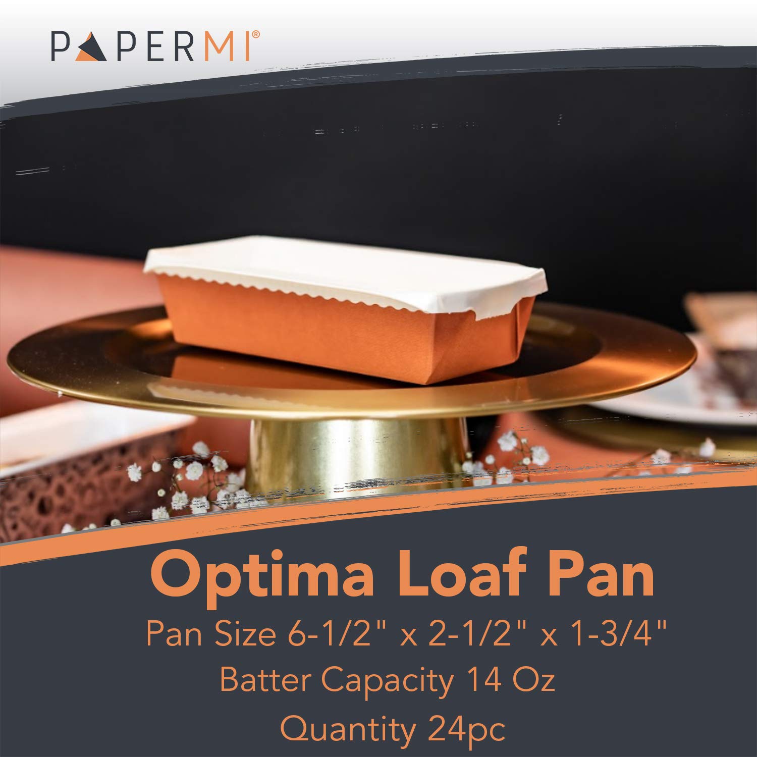 Paper Loaf Pans – 24pcs, 6.5” x 2.5”, 1.75”, 14oz – Oven, Microwave & Freezer Safe – Paper Cake Pans You Can Take From Bake to Serve – Non Stick, Disposable Molds for Runny, Thick & Dough Batter