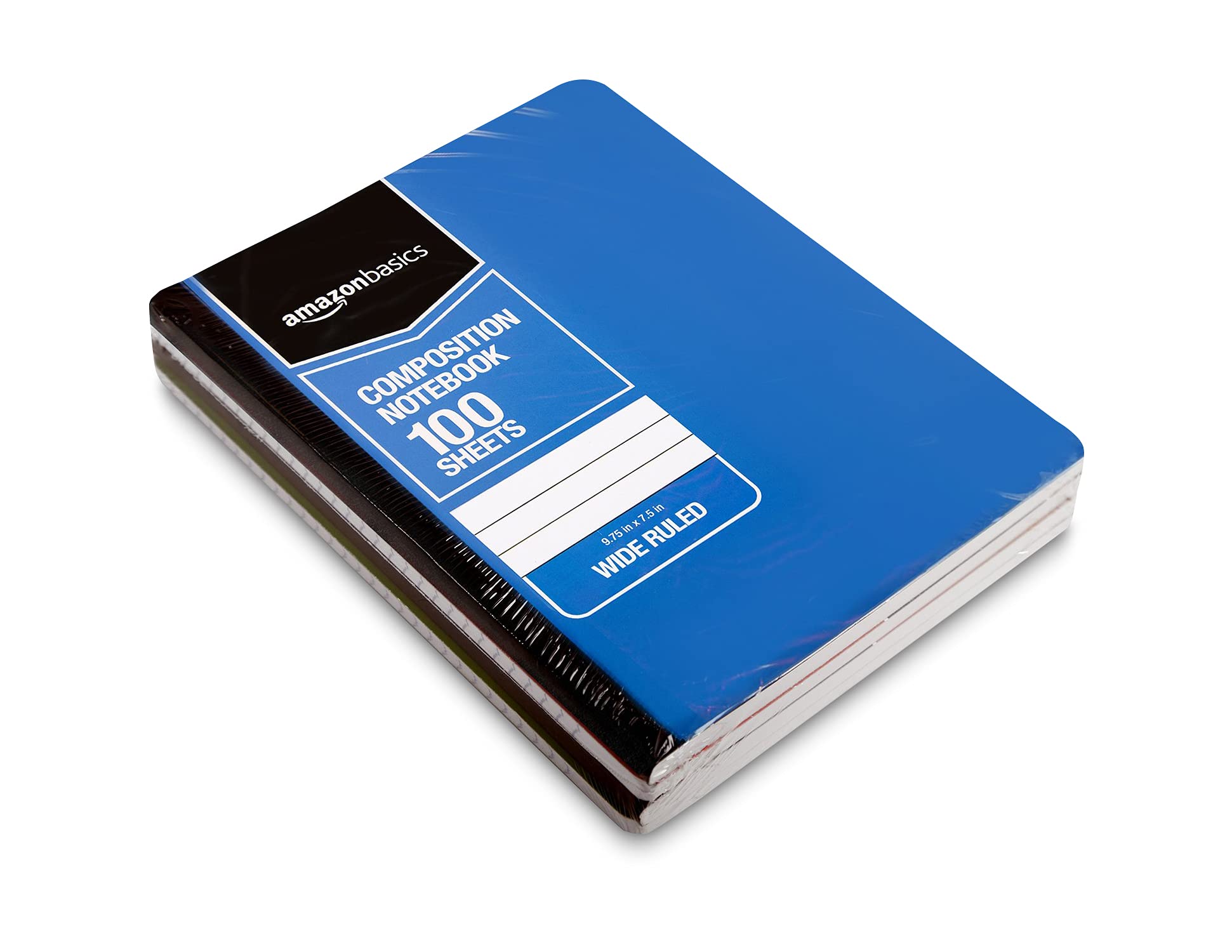 Amazon Basics Wide Ruled Composition Notebook, 100 Sheet, Assorted Marble Colors, 4-Pack