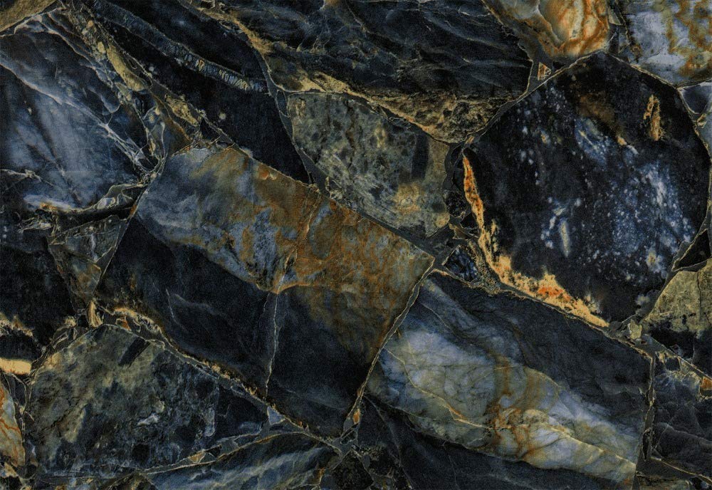 GLOW4U Glossy Vinyl Marble Wall Paper for Kitchen Countertops Table Self Adhesive Granite Shelf Liner (15.7x117 Inches)