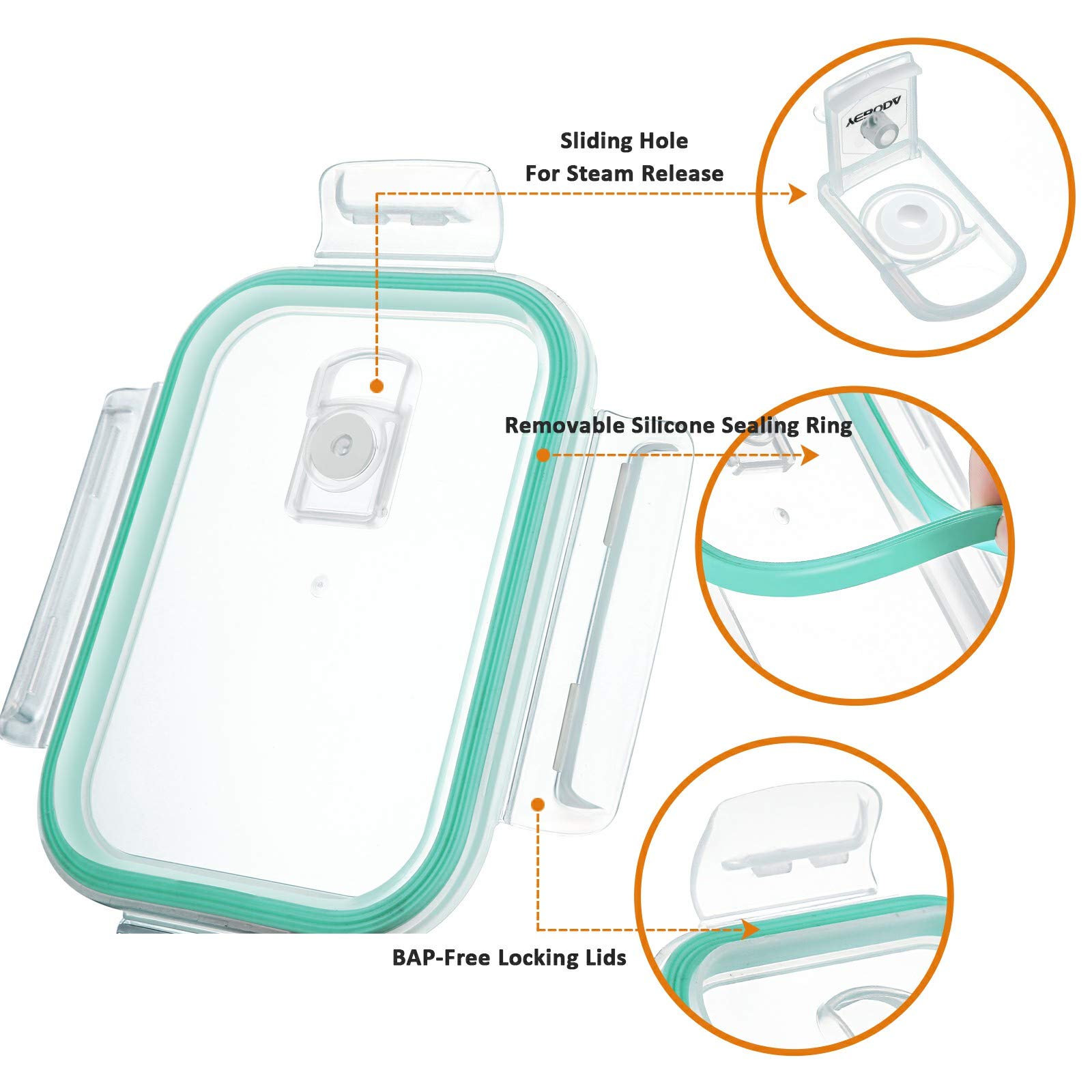 YEBODA Glass Food Storage Containers with Airtight Snap Locking Lids BPA Free Meal Prep Container Set For Home Kitchen Restaurant - Freezer, Microwave, Oven, Dishwasher Safe [23oz, 6 Pack]