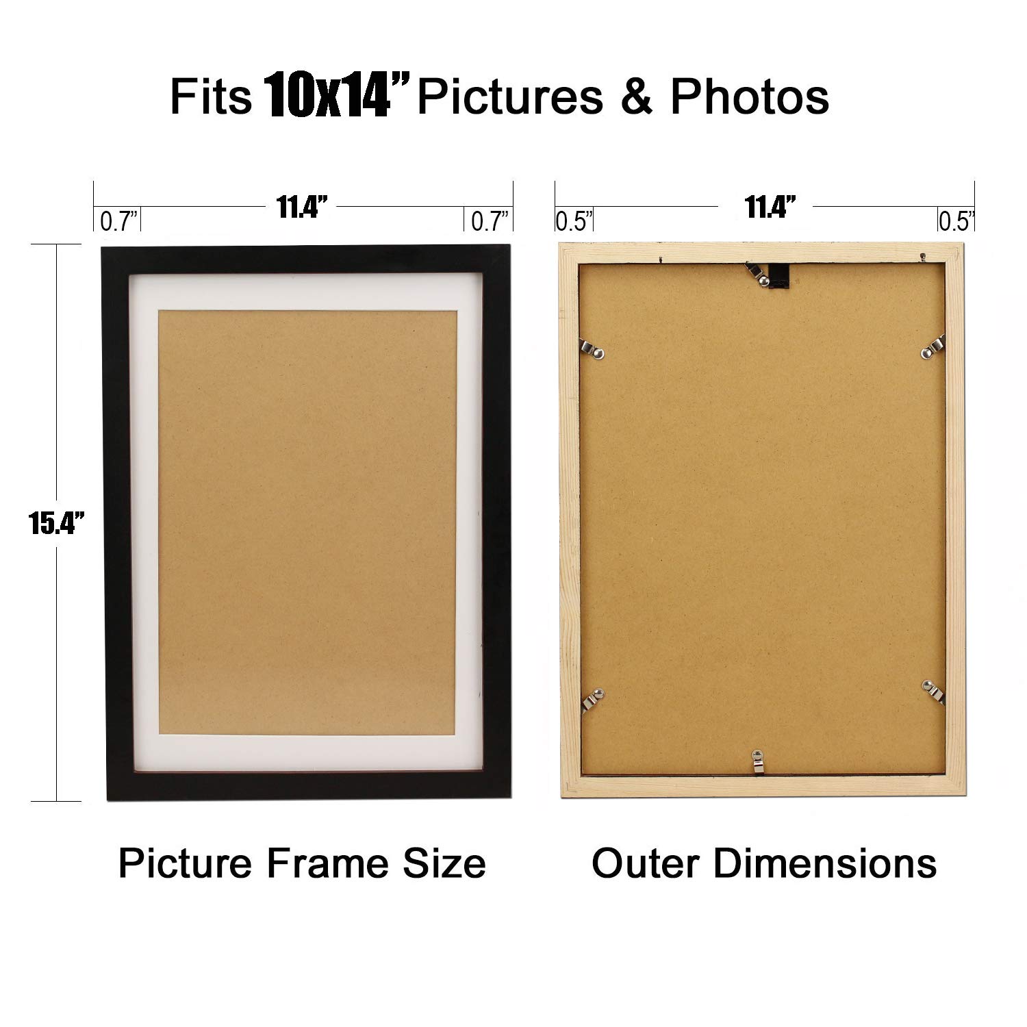 FUNTRESS Pictures Frame Collages for Diplomas Wall Hanging Poster Frame Wooden Living Room Pictures Frame with Mat (10x14 2 Pieces, Black)