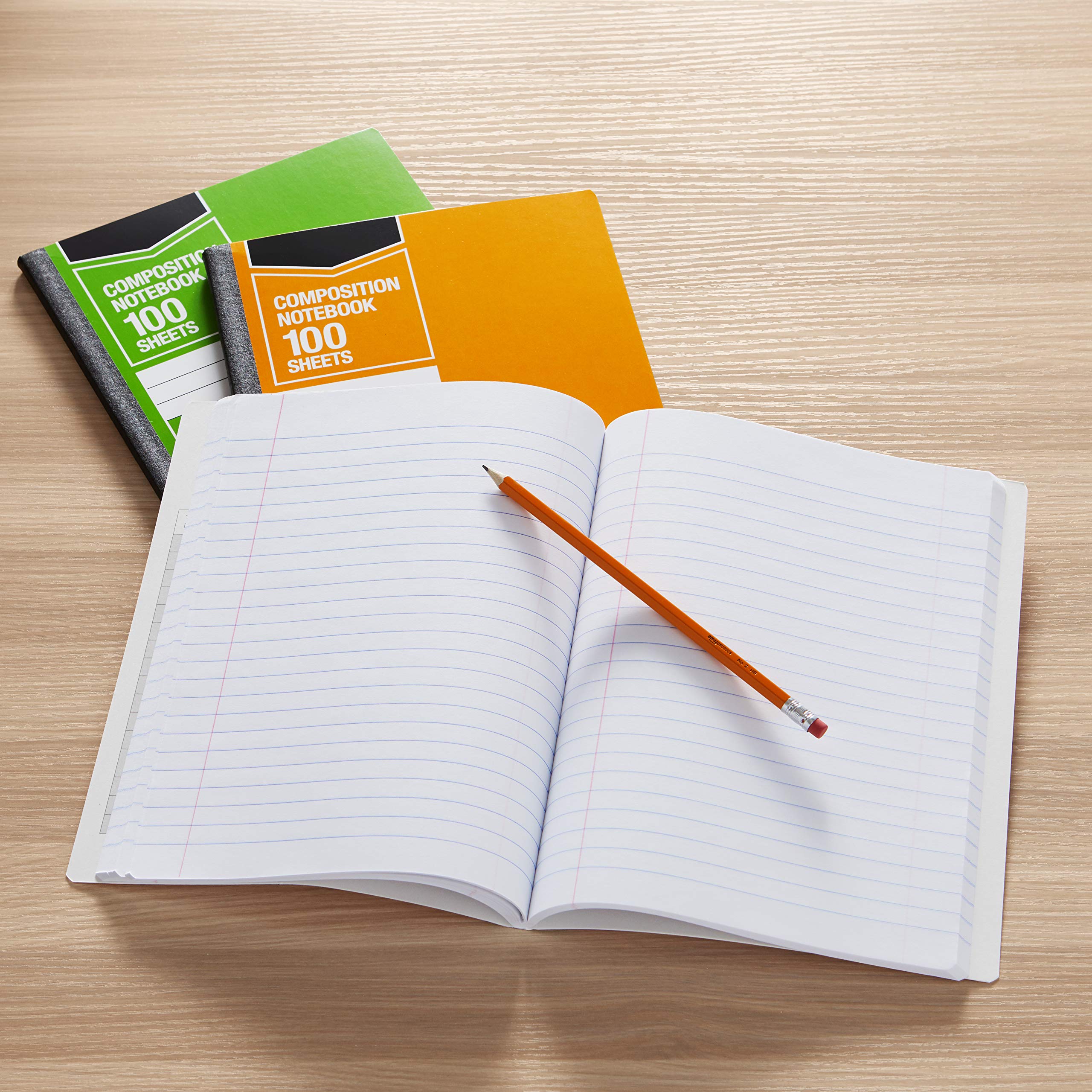 Amazon Basics Wide Ruled Composition Notebook, 100 Sheet, Assorted Marble Colors, 4-Pack