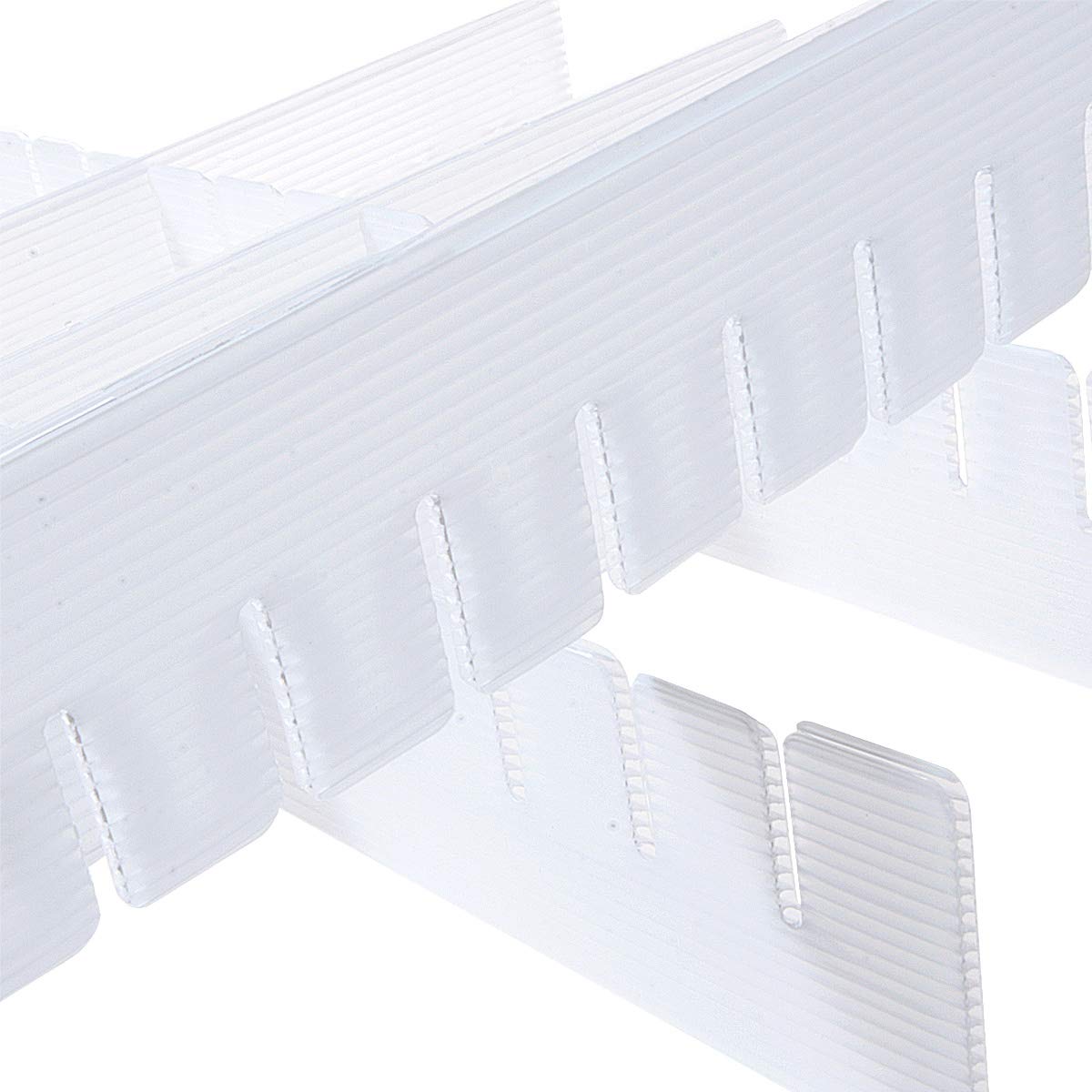 Saim Drawer Organizers,Adjustable Drawer Organizer Dividers,White DIY Plastic Grid Drawer Organizer for Socks, Underwear, Lingerie, Makeup, Kitchen, Dresser - 6 Pcs