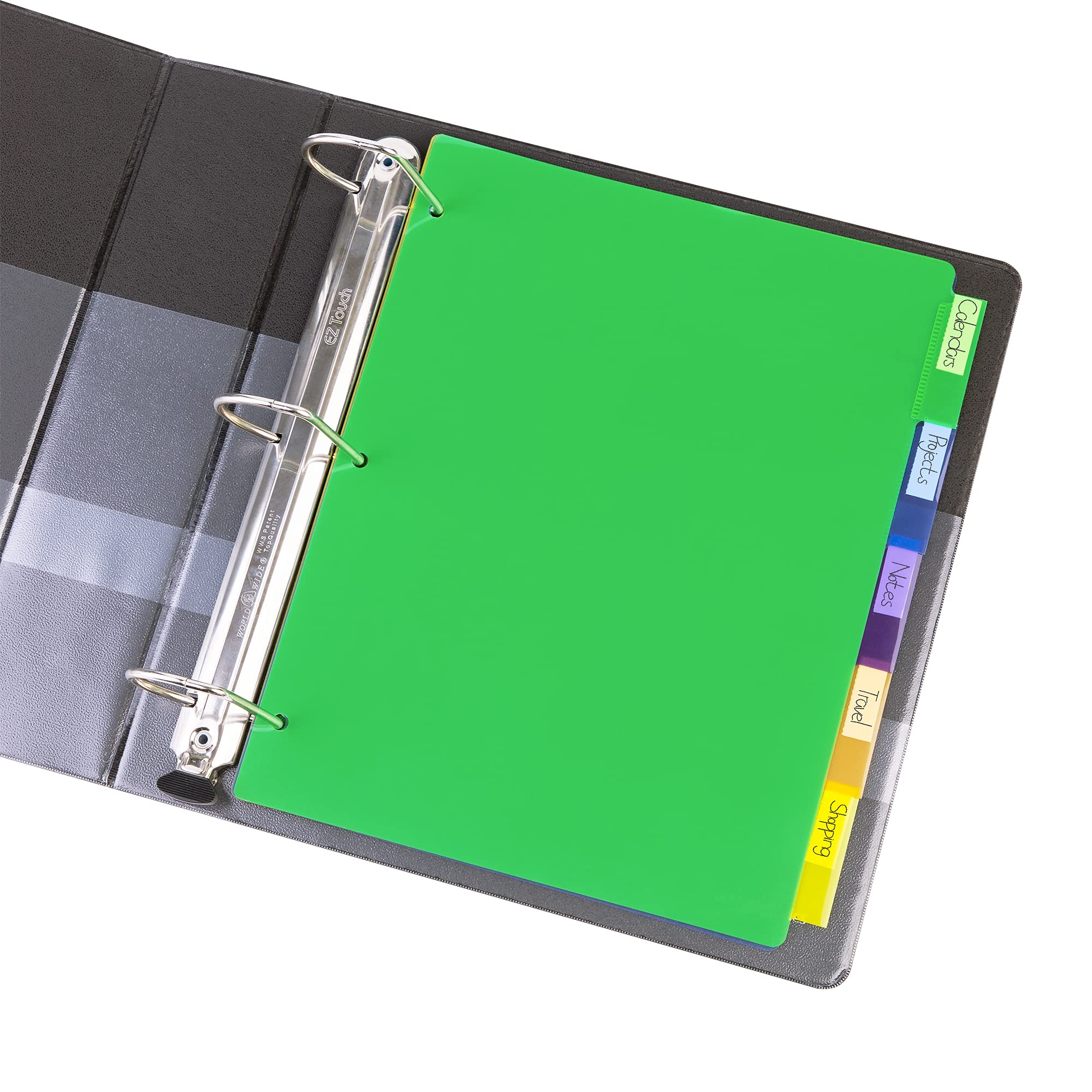 Amazon Basics 3 Ring Binder Dividers With 5 Tabs, Plastic Binder Dividers, Pack of 3 Sets (15 Dividers Total)