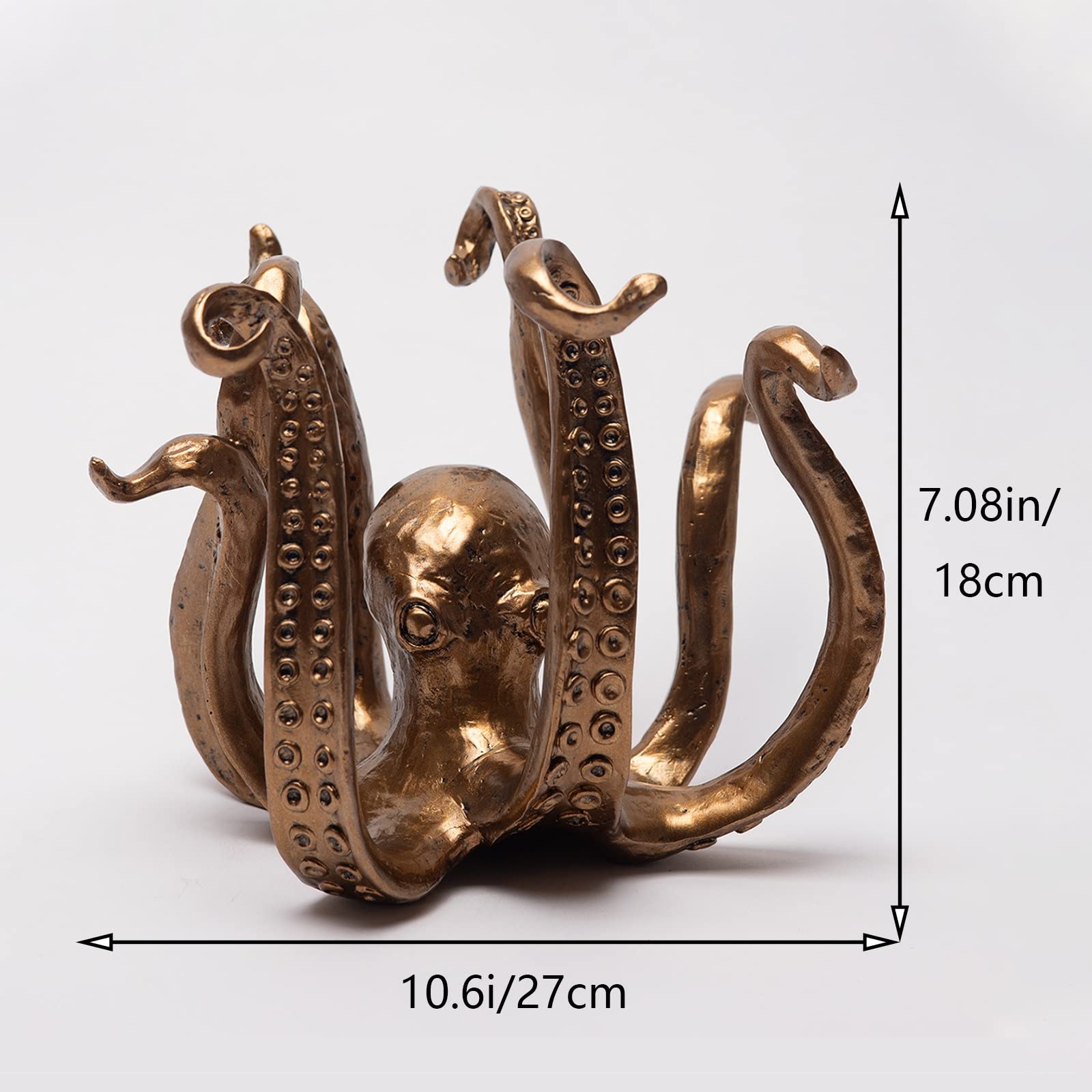 dytcfly Octopus Mug Holder for Home Decor, Upgrade Anti-Drop ccoffee Cup Holder for countertop,Retro Style Gold Resin Octopus Cup Holder, Octopus Statue Accessories for Kitchen Restaurant Coffee bar