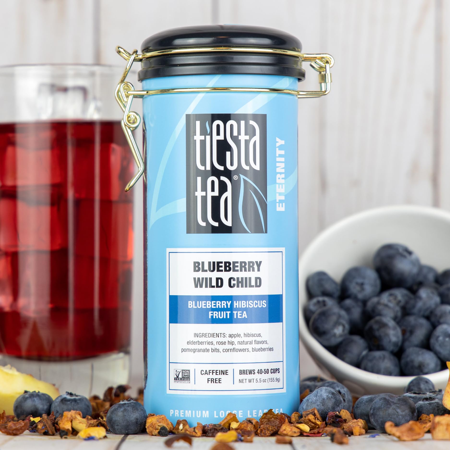 Tiesta Tea - Blueberry Wild Child, Loose Leaf Blueberry Hibiscus Herbal Tea, Non-Caffeinated, Hot & Iced Tea, 5.5 oz Tin - 50 Cups, Natural Flavors, Herbal Tea Loose Leaf Blend