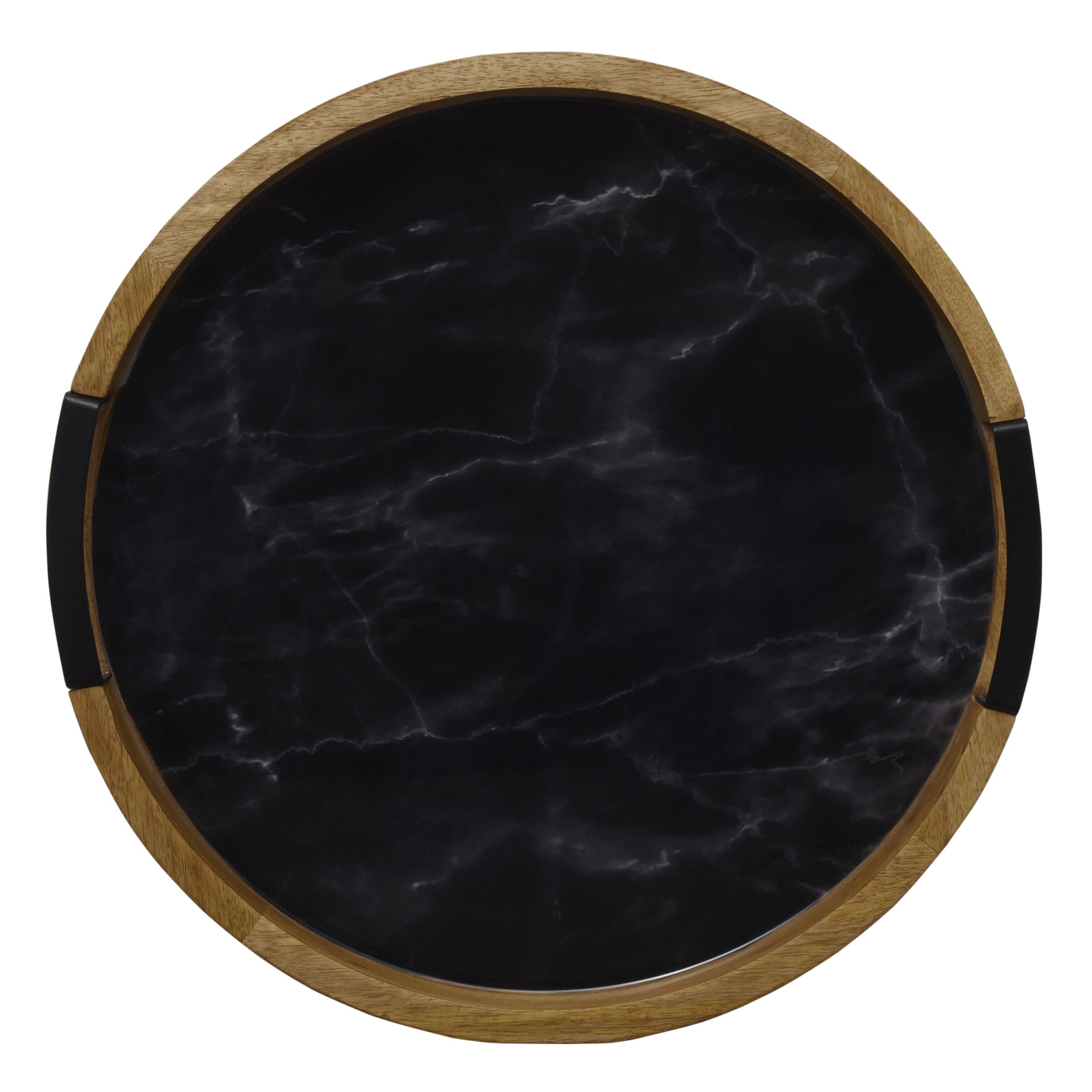 Gourmet Basics by Mikasa Lazy Susan Serving Tray, 14 Inch, Black Marble