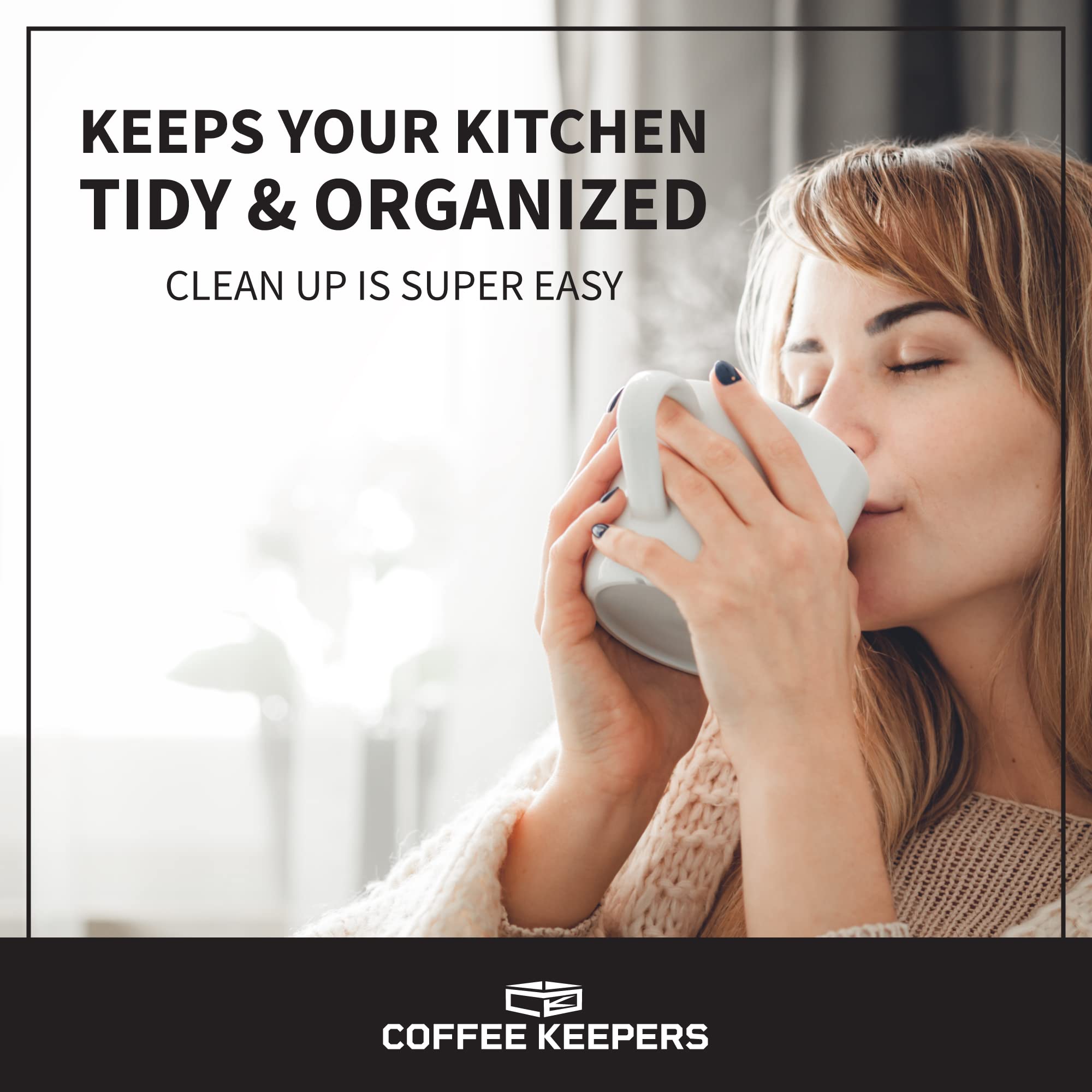 Coffee Keepers Under Cabinet Coffee Pod Holder - Storage Organizer for K-Cup® packs - Discreet Design - Holds 24 Single Coffee Pods - Easy, No-Drill Install - For Home, RV, & Boat Storage