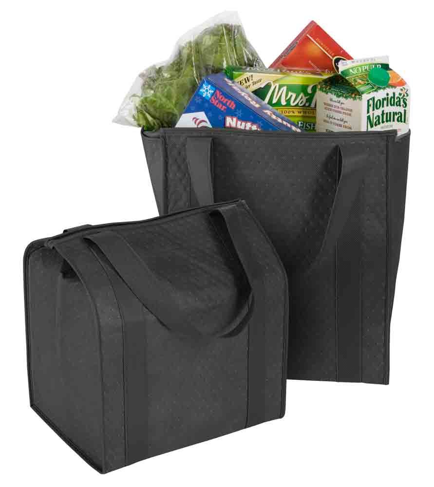 Hannah Insulated Shopping Bag, Black (2 Pack)