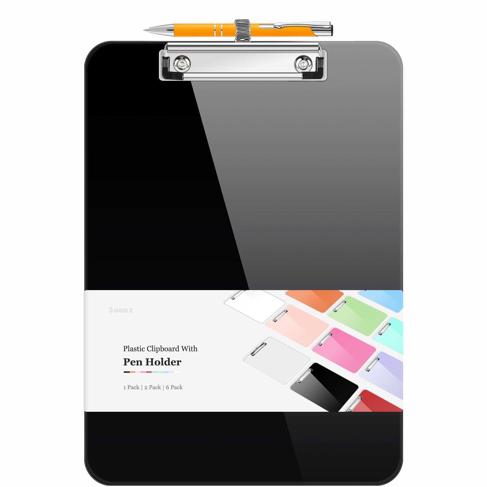 Sooez Plastic Clipboard with Pen Holder, [10% Thicker] Clip Boards 8.5x11 with Low Profile Clip, Kids Clipboards for School, Cute Hanging Clipboard, Standard Letter Size A4 Clipboard for Women, Work