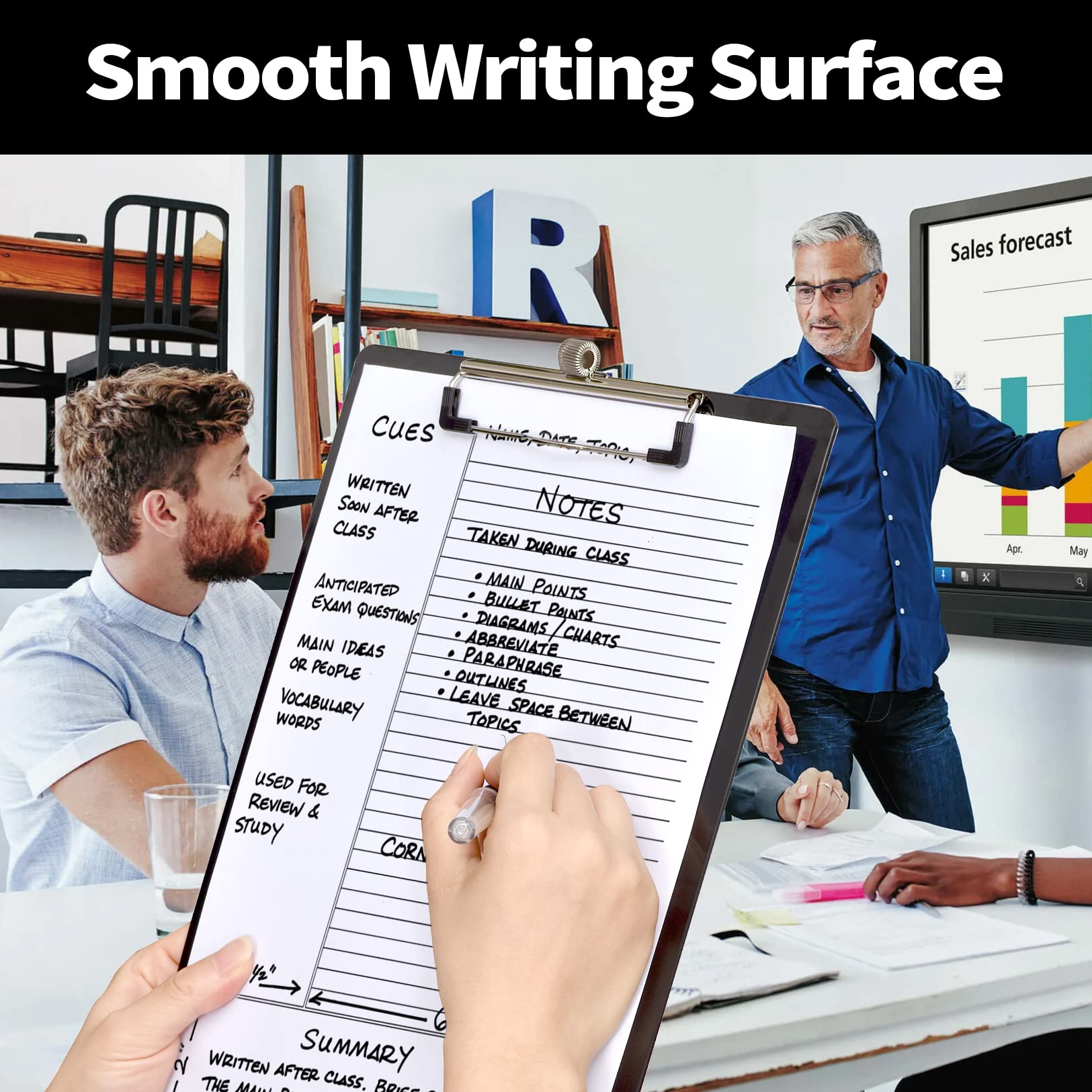 Sooez Plastic Clipboard with Pen Holder, [10% Thicker] Clip Boards 8.5x11 with Low Profile Clip, Kids Clipboards for School, Cute Hanging Clipboard, Standard Letter Size A4 Clipboard for Women, Work