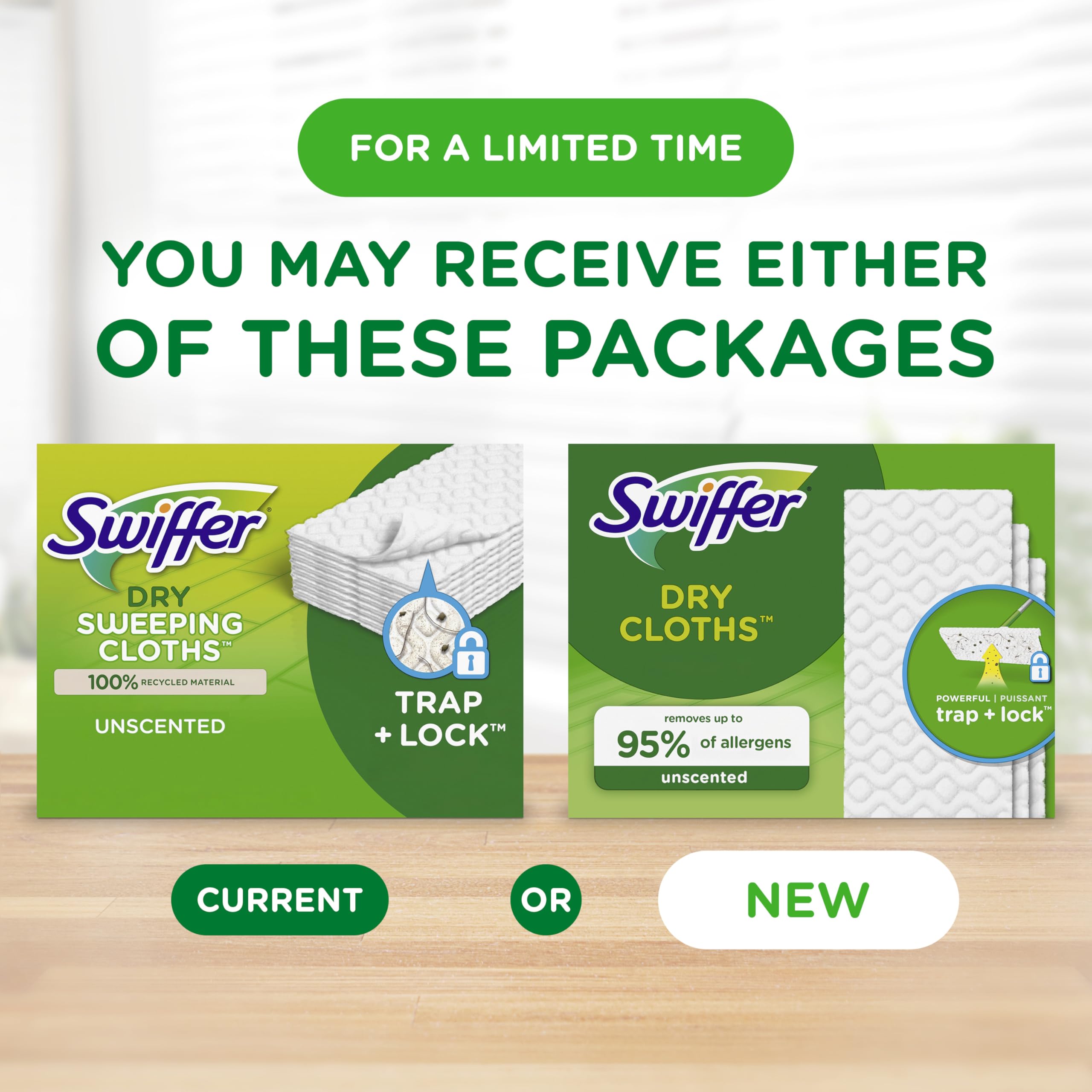 Swiffer Sweeper Dry Mop Refills for Floor Mopping and Cleaning, All Purpose Floor Cleaning Product, Unscented, 52 Count (Packaging May Vary)