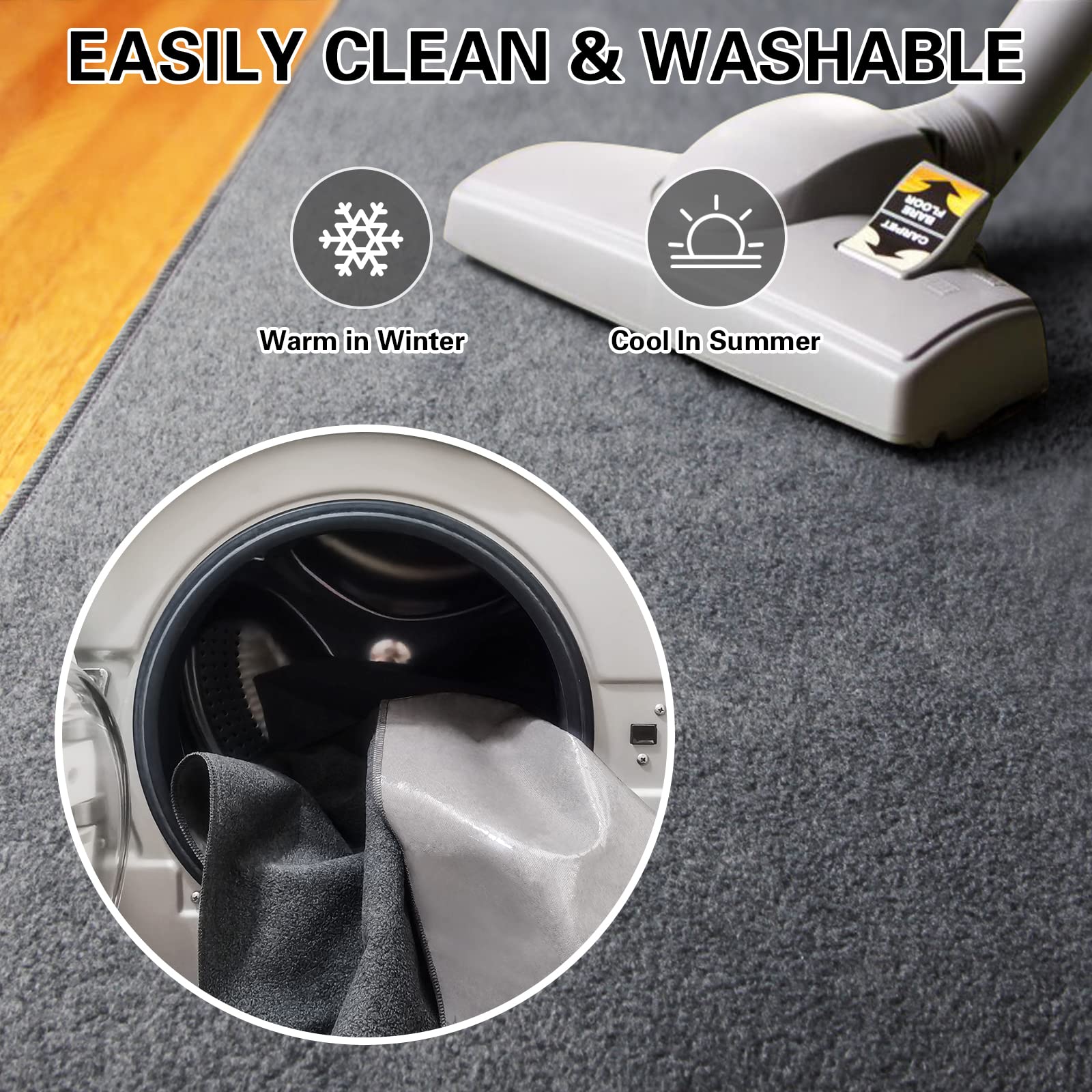 Office Chair Mat for Hardwood Floor & Tile Floor, 48" × 35" Computer Desk Chair Mat for Gaming, Low-Pile Desk Rug, Large Anti-Slip Floor Protector Mat for Rolling Chair, Washable Reusable - Stickers