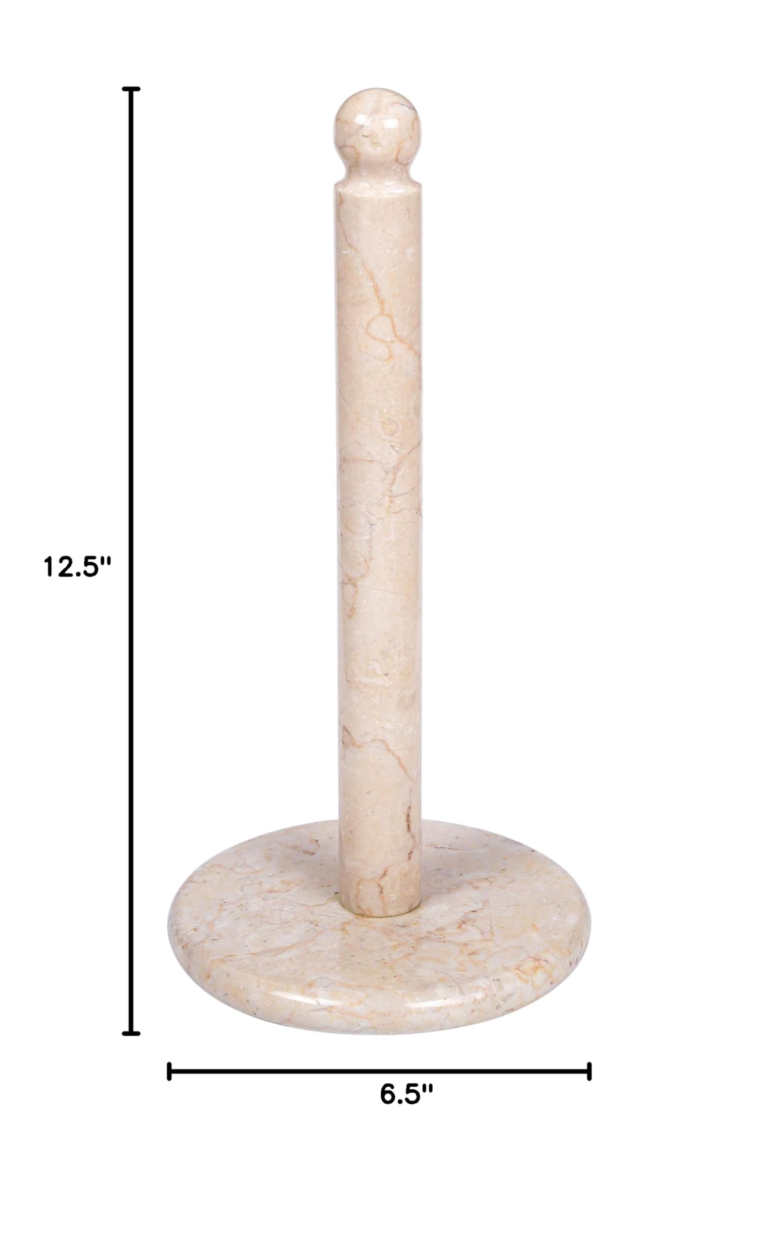 Creative Home Natural Champagne Marble Stone Paper Holder Kitchen Towel Dispenser, 6.5" Diam. x 12.5" H, Beige