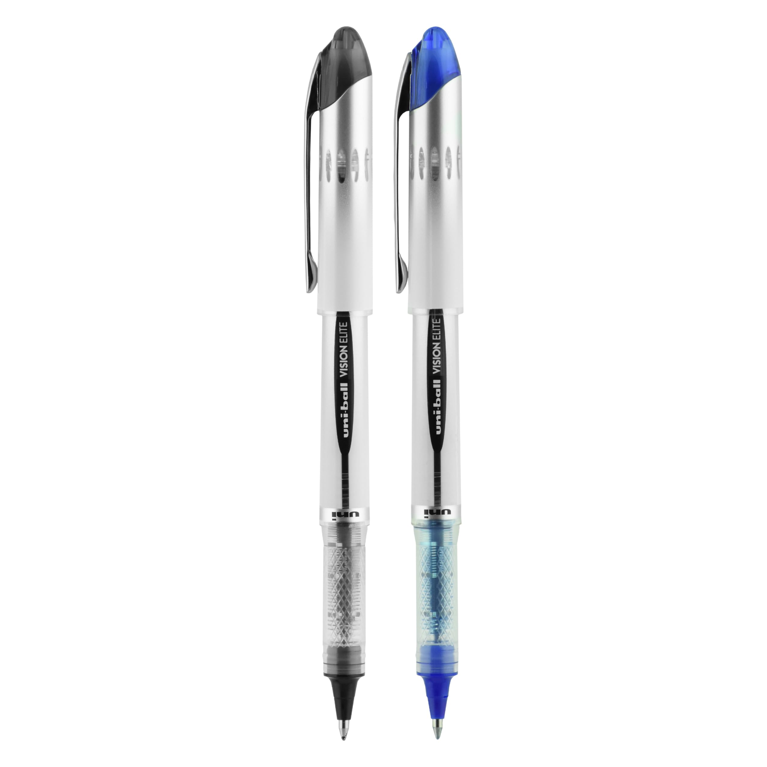Uniball Vision Elite Rollerball Pens - 12 Pack (6 Black & 6 Blue Ballpens) - 0.8mm Bold Point Tip - Uni Super Ink Protects Against Water, Fraud, Fading - Ideal for Personal Use, School, Office, Home