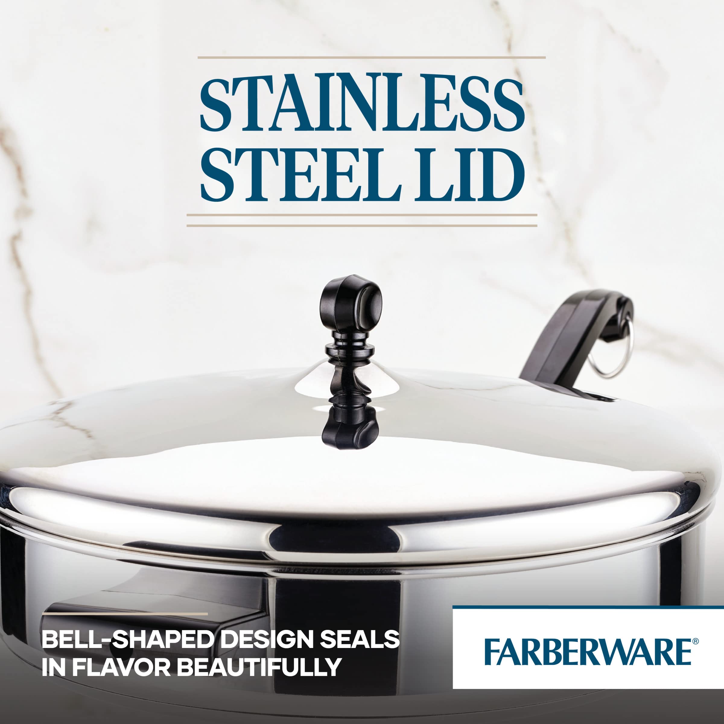 Farberware Classic Saute Pan / Frying Pan / Fry Pan with Lid and Helper Handle - 4.5 Quart, Silver