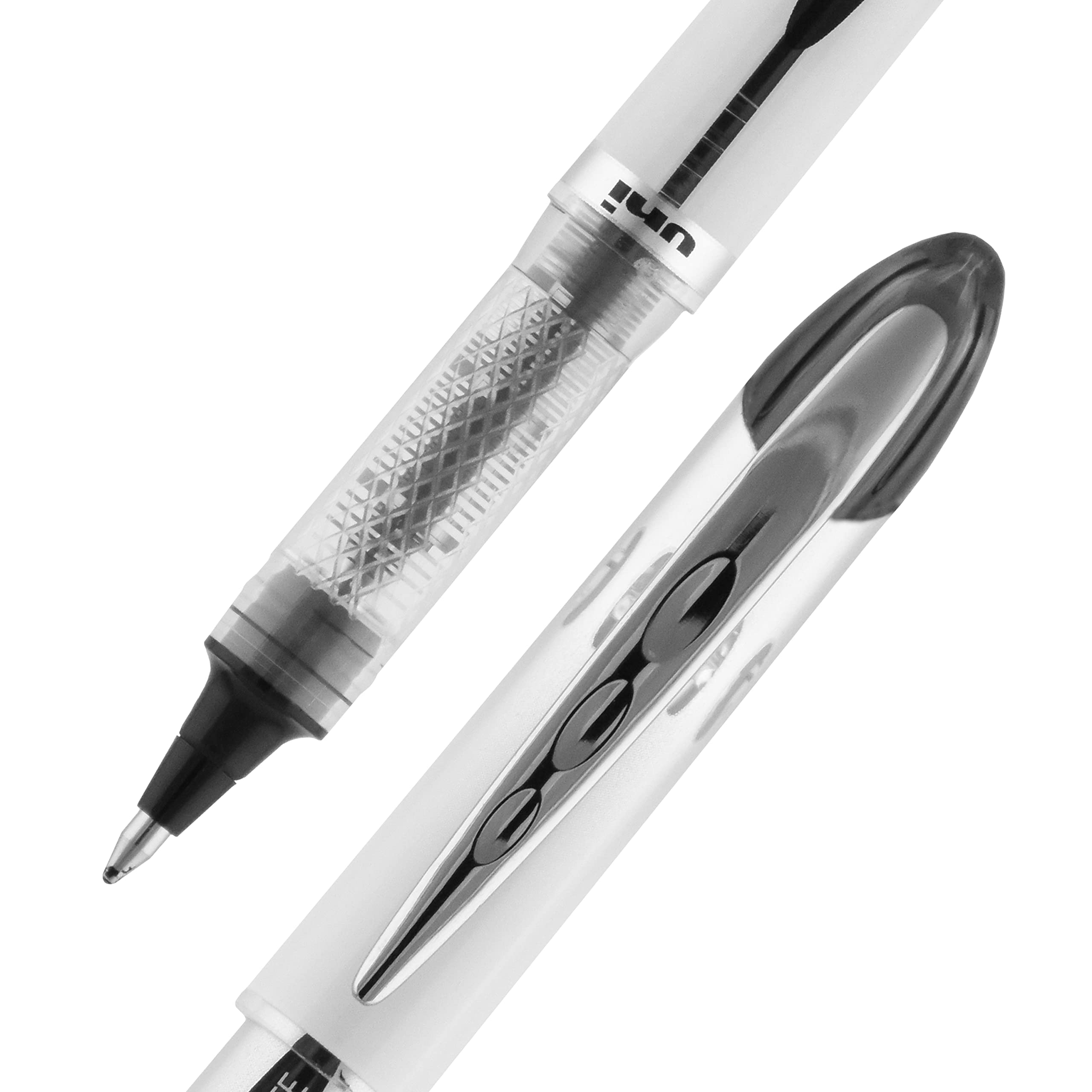Uniball Vision Elite Rollerball Pens - 12 Pack (6 Black & 6 Blue Ballpens) - 0.8mm Bold Point Tip - Uni Super Ink Protects Against Water, Fraud, Fading - Ideal for Personal Use, School, Office, Home