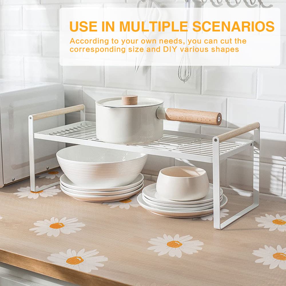 INNOLITES Drawer and Shelf Liner, Non Adhesive Waterproof Kitchen Cabinet Liner, Non Slip EVA Shelf Liner for Kitchen Cabinet, Drawers, Shelves, Pantry, Dresser, 17.5" × 78.7"