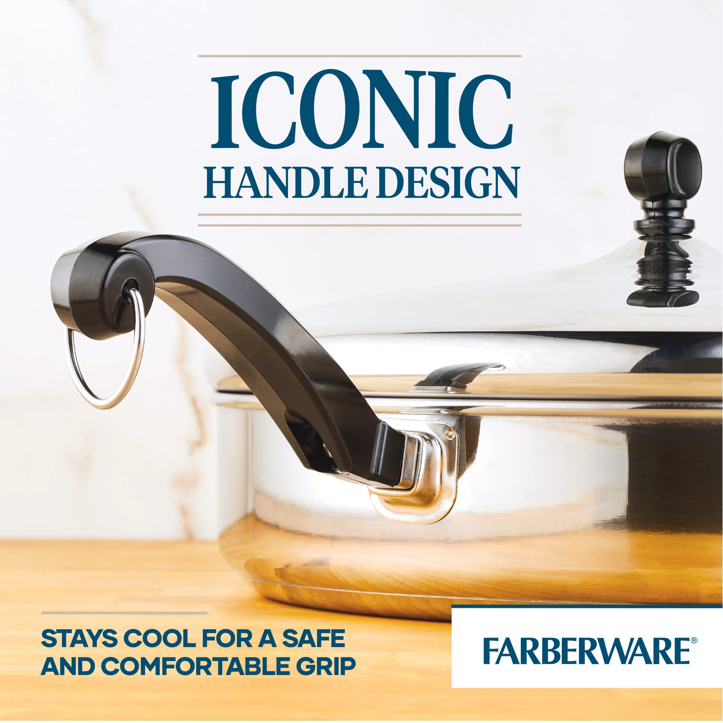 Farberware Classic Saute Pan / Frying Pan / Fry Pan with Lid and Helper Handle - 4.5 Quart, Silver