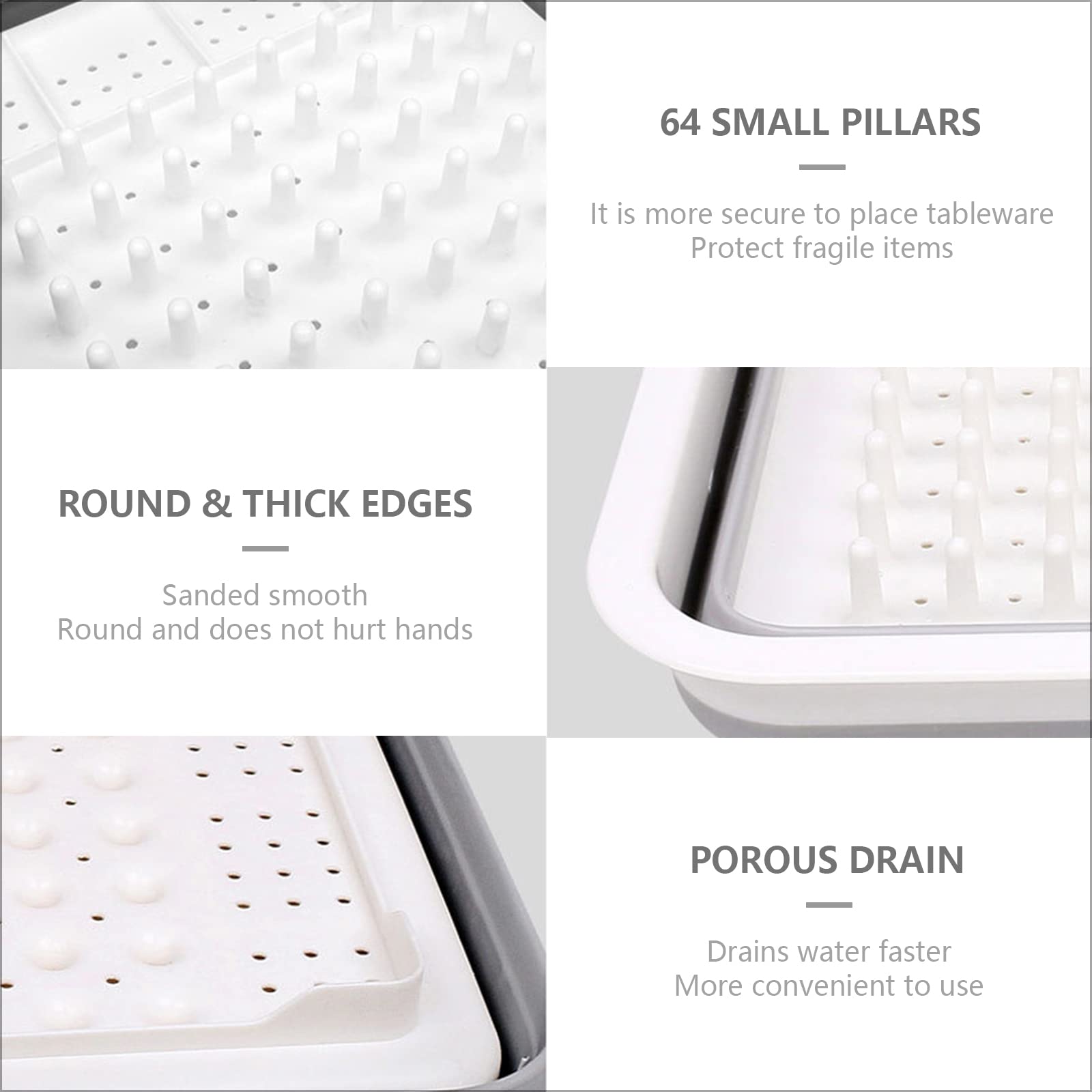 UMIKAkitchen Collapsible Dish Drying Rack - Popup and Collapse for Easy Storage, Drain Water Directly into The Sink, Room for Eight Large Plates, Sectional Cutlery and Utensil Compartment
