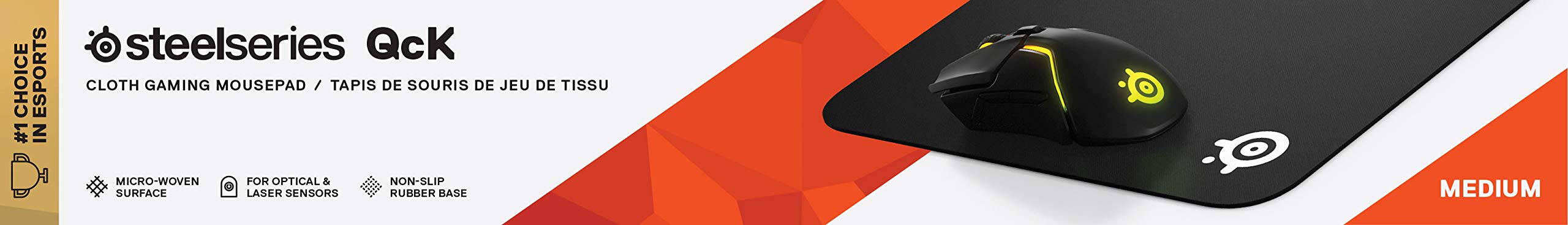 SteelSeries QcK Gaming Surface - Medium Thick Cloth - Mouse Pad of All Time - Peak Tracking and Stability - Black
