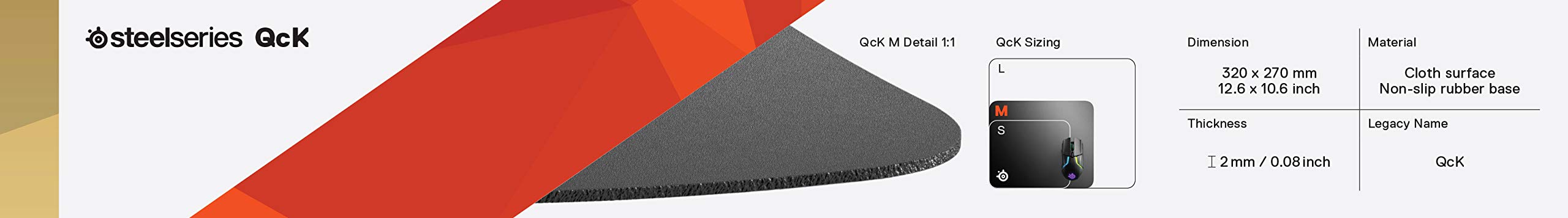 SteelSeries QcK Gaming Surface - Medium Thick Cloth - Mouse Pad of All Time - Peak Tracking and Stability - Black