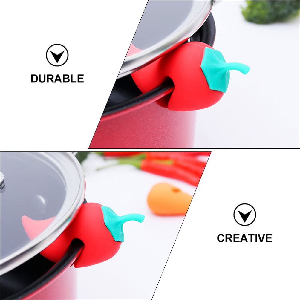 Hemoton Pot Cover Holder 1 Set 2pcs Spill Proof Lid Lifter for Soup Pot Silicone Kitchen Tools Lid Stand Heat Resistant Holder Let Steam Release Cooking Helpers Decoration Spill Stopper