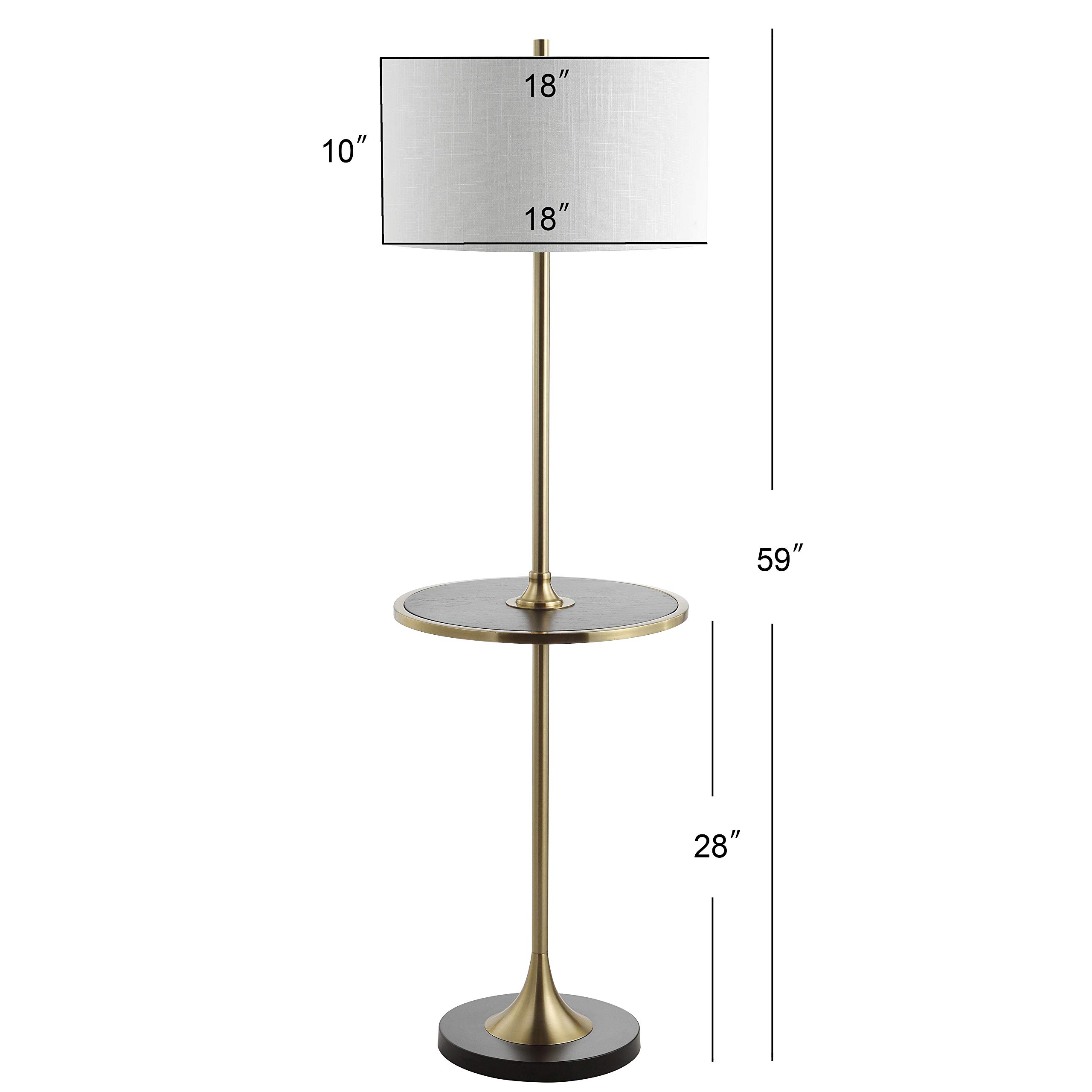 JONATHAN Y JYL3056A Luce 59" Metal/Wood LED Floor Lamp with Table Contemporary,Transitional for Bedrooms, Living Room, Office, Reading, Black/Brass