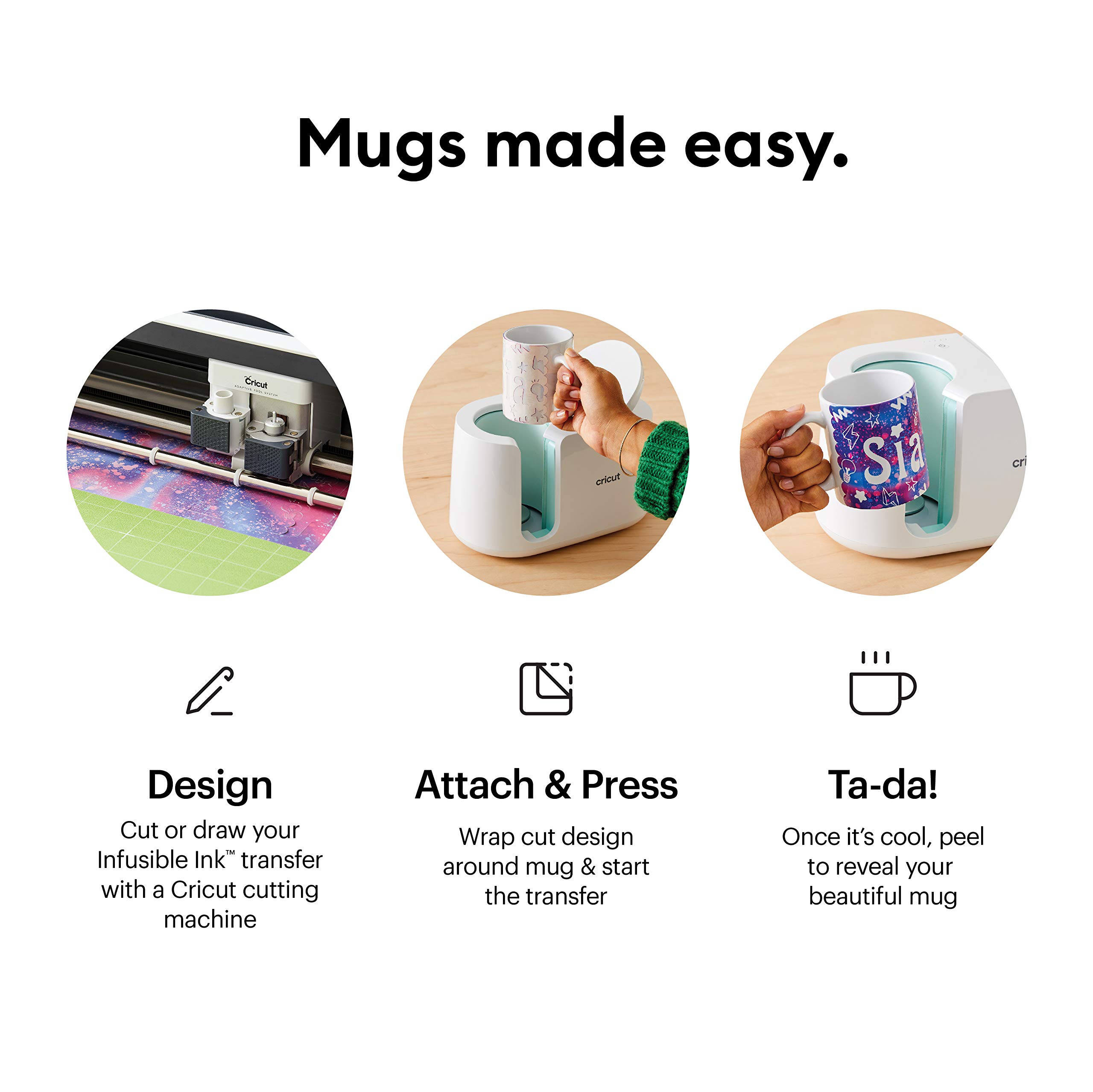Cricut Mug Press US, Heat Press for Sublimation Mug Projects, One-Touch Setting, For Infusible Ink Materials & Mug Blanks 11 oz - 16 oz (Sold Separately), Includes Auto-Off Safety Feature