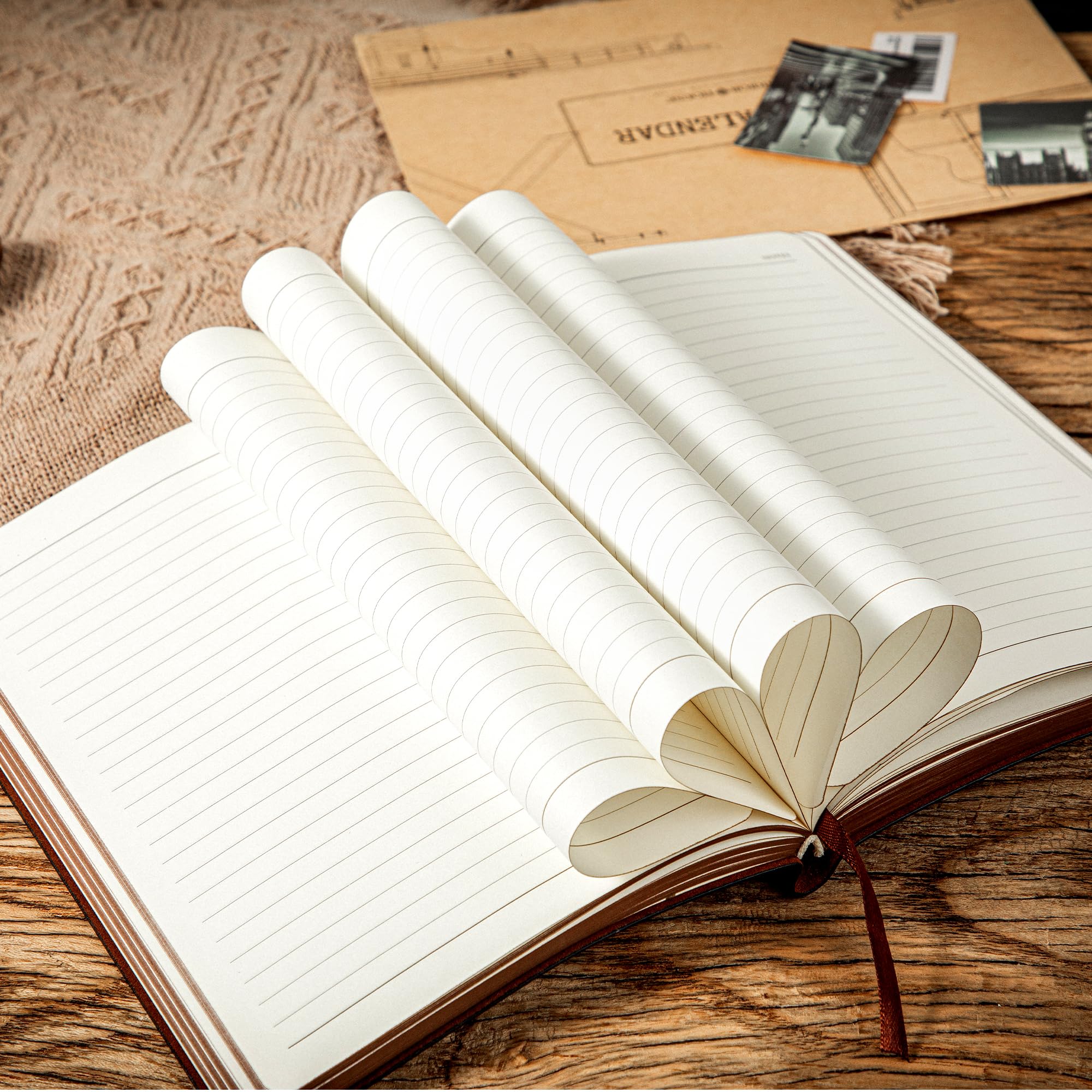 CAGIE Leather Vintage Journal for Men Soft Cover 256 Lined Pages Notebook 180 Lay Flat for Writing Travel Diary, 5.7'' x 8.3'', Black