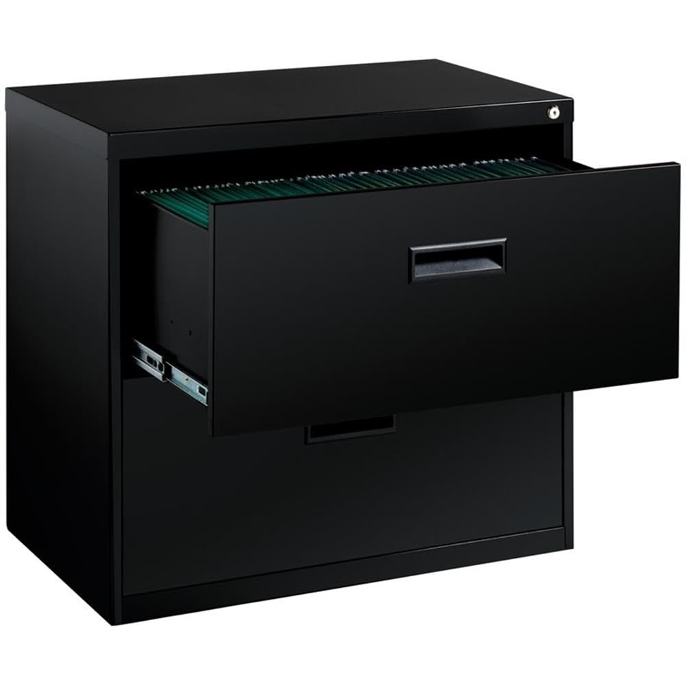 Hirsh 30 Inch Wide 2 Drawer Fully Assembled Steel Construction Metal Organizer Lateral File Cabinet for Home or Office with Built in Lock, Black