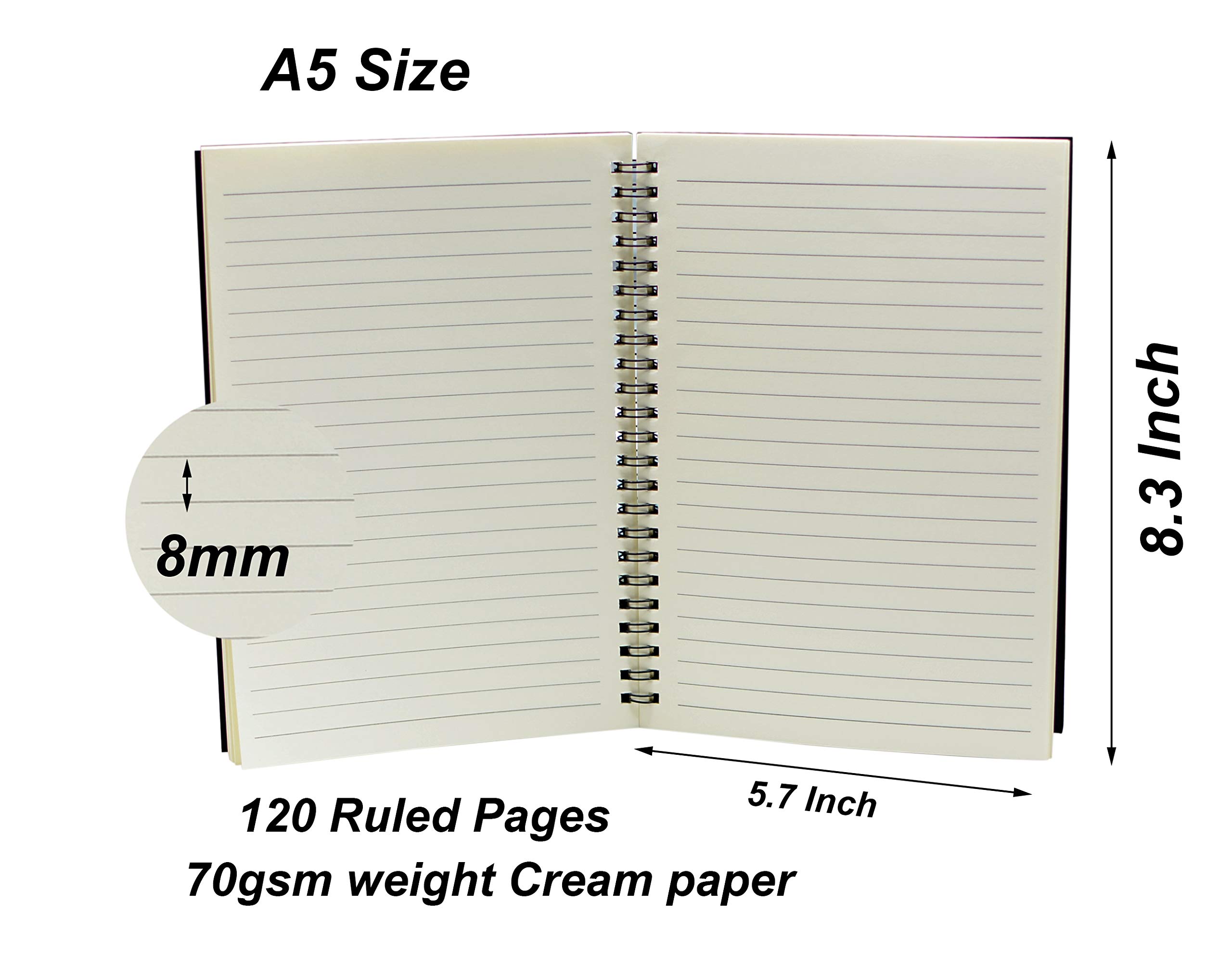 Spiral Notebook, 6 Pcs A5 Craft Softcover 8mm Ruled 6 Color 60 Sheets -120 Pages Journals for Study and Notes(6 color)