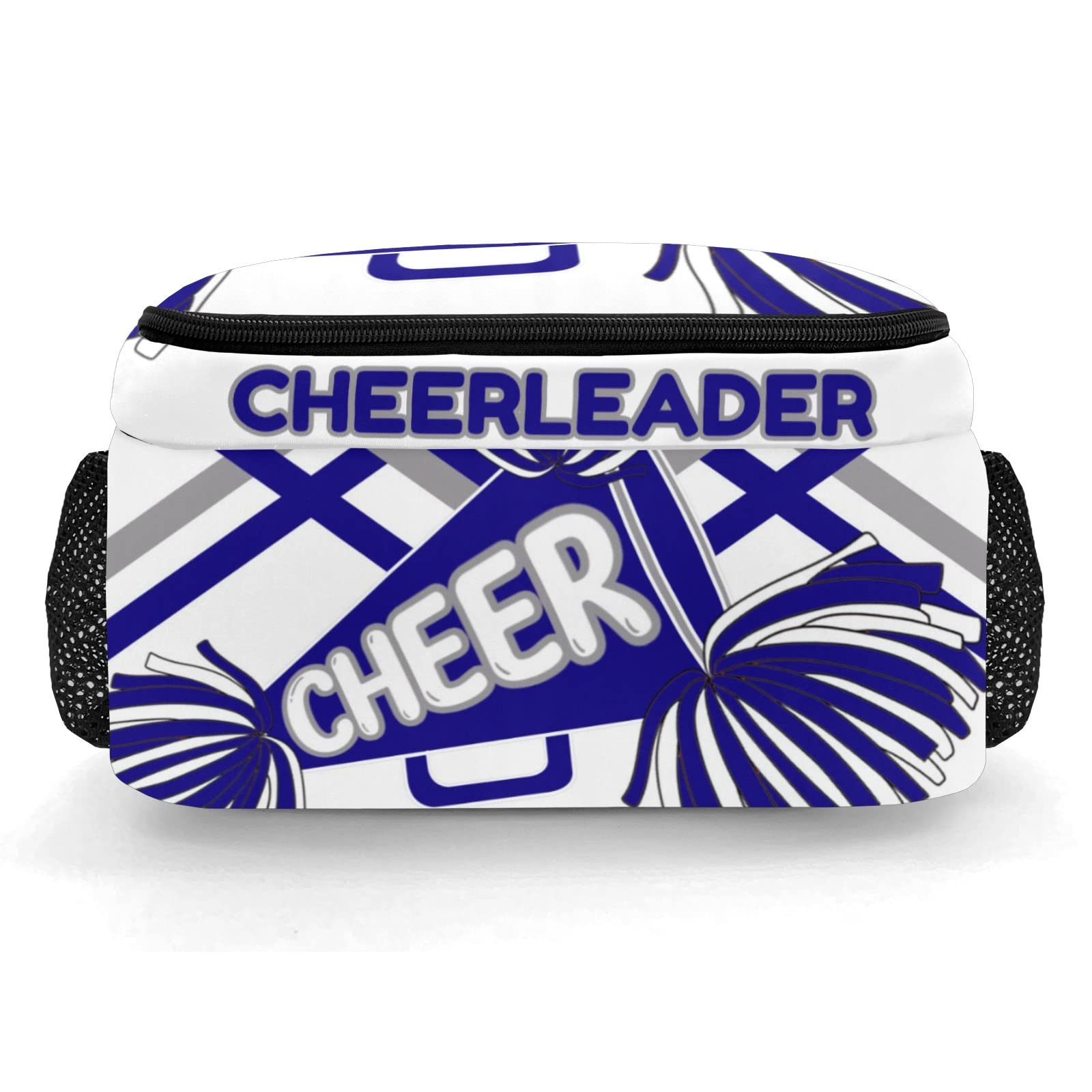 Anneunique Personalized Name Cheerleaders Backpack Custom Multifunctional Waterproof Laptop Bag for Travel Gift Cheer Pom Navy Blue White