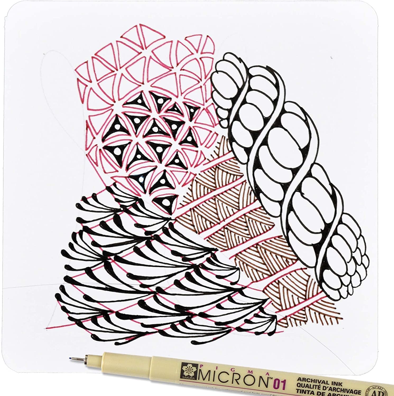 Sakura Pigma 50035 Micron Blister Card Ink Pen Set, Black, 01 6CT