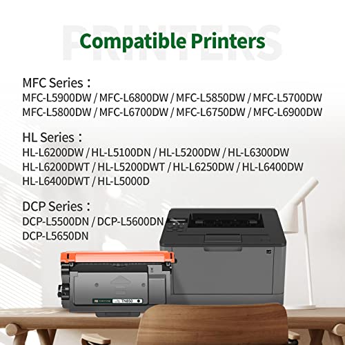 JINTUM Compatible TN850 Toner Cartridge Replacement for Brother TN850 High Yield Toner TN-850 TN820 TN-820 for use with MFC-L5900DW HL-L6200DW MFC-L6800DW MFC-L5850DW HL-L5100DN Printers (2 Black)