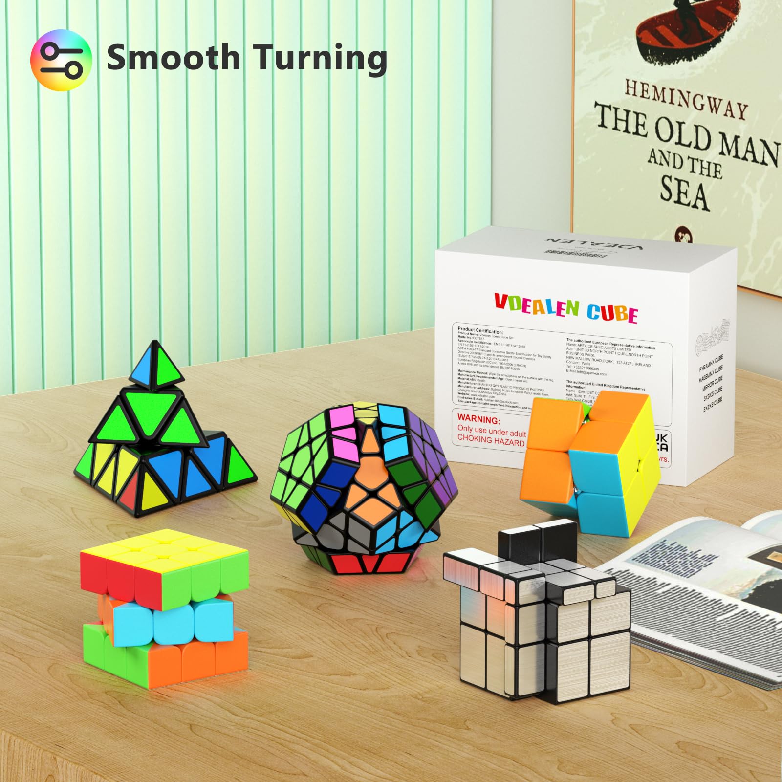 Vdealen Speed Cube Set, Cube Bundle 2x2 3x3 Pyramid Dodecahedron Mirror Magic Cube Pack, Puzzle Cube Collection Toys Easter Valentines Gift for Kids Teens Adults [5 Pack]