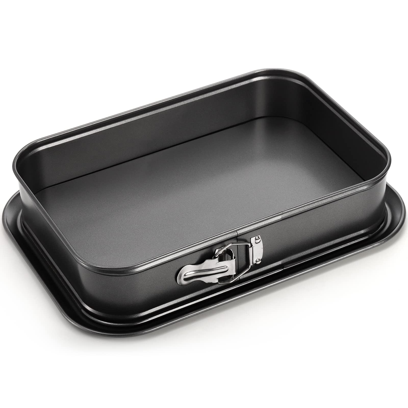 SOUJOY Springform Cake Pan, Non-stick Cheesecake Pan, 14 x 9 Inch Large Rectangle Cake Pan with Removable Bottom, Ice Cream Cake Bakeware, Black