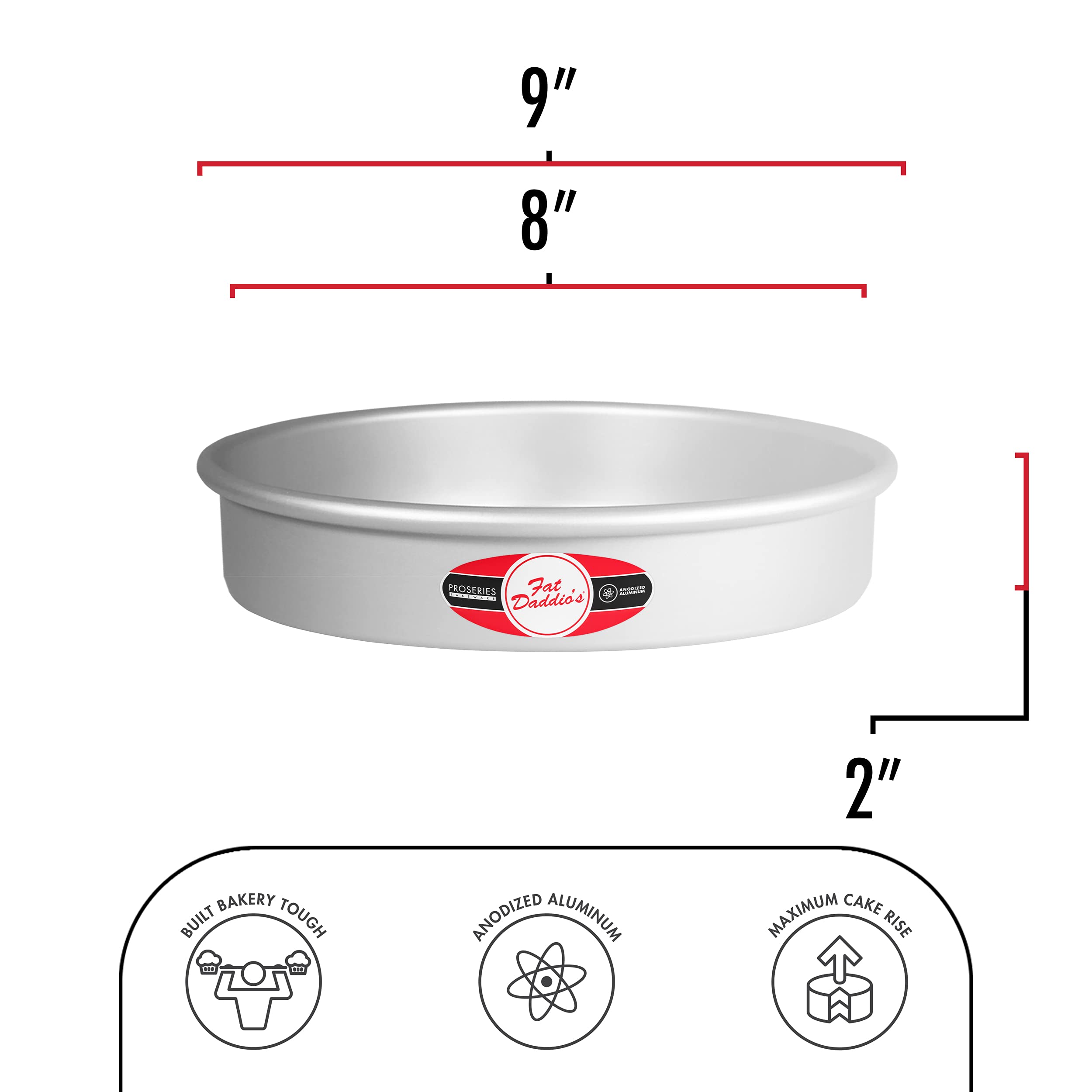 Fat Daddio's Anodized Aluminum Round Cake Pan, 8 x 2 Inch