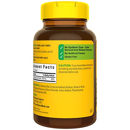 Nature Made Magnesium Oxide 250 mg, Dietary Supplement for Muscle Support, 200 Tablets (Pack of 3)