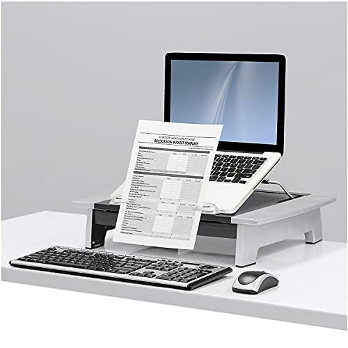 Fellowes 8036601 Monitor Riser,W/Copy Holder,19-7/8-Inch X14-1/16-Inch X4-6-1/2-Inch,Black