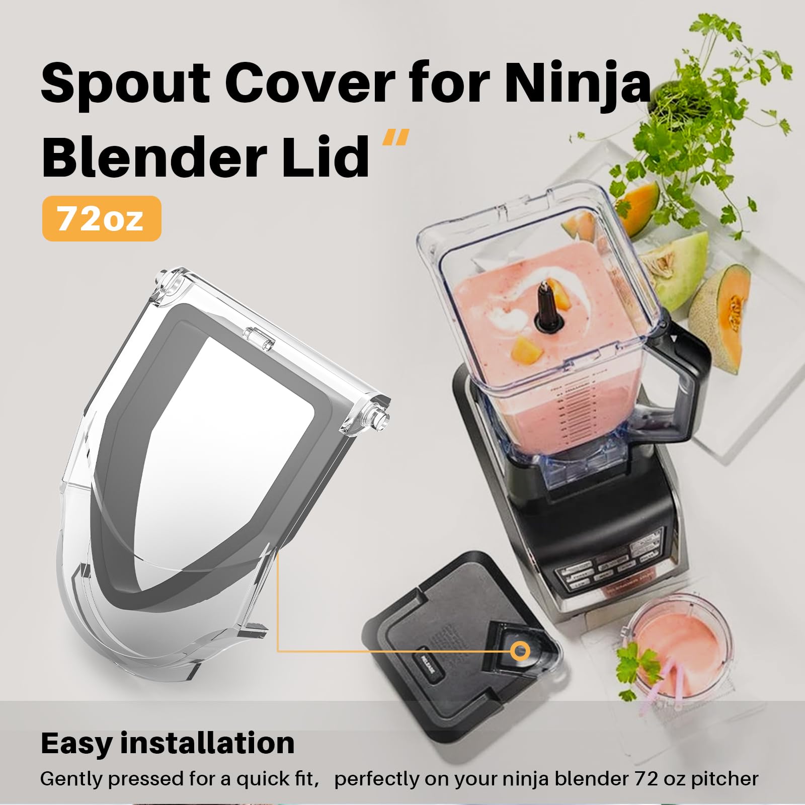 Blender Lid Replacement for Ninja, Spout Cover Blender Top Replacement Parts for Ninja Locking Lid 72 oz Pitcher BL610 BL770 BN701 BN801