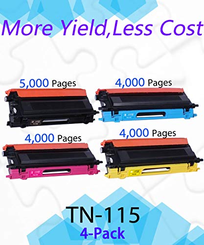 EASYPRINT (4-Pack) Compatible TN115 TN-115 Toner Cartridge Work for Brother HL-4040CN 4050CDN 4070CDW MFC-9440CN 9450CDN 9840CDW DCP-9040CN 9045CDN Printer, (1 Black 1 Cyan 1 Magenta 1 Yellow)