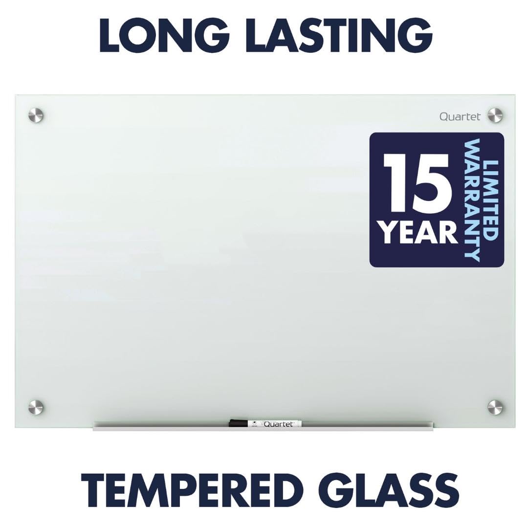Quartet Glass Whiteboard, Extra Large Magnetic Dry Erase White Board, 6' x 4', Easy Installation, Includes Accessory Tray, 1 Marker and 2 Glass Board Magnets, White Surface, Infinity (G7248W)