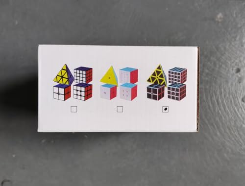 Vdealen Speed Cube Set, Puzzle Cube Bundle of 2x2x2 3x3x3 4x4x4 Pyramid Magic Cube Set, Birthday Party Christmas Stocking Stuffers Gift for Kids Teens Adults(Carbon Fiber Sticker)