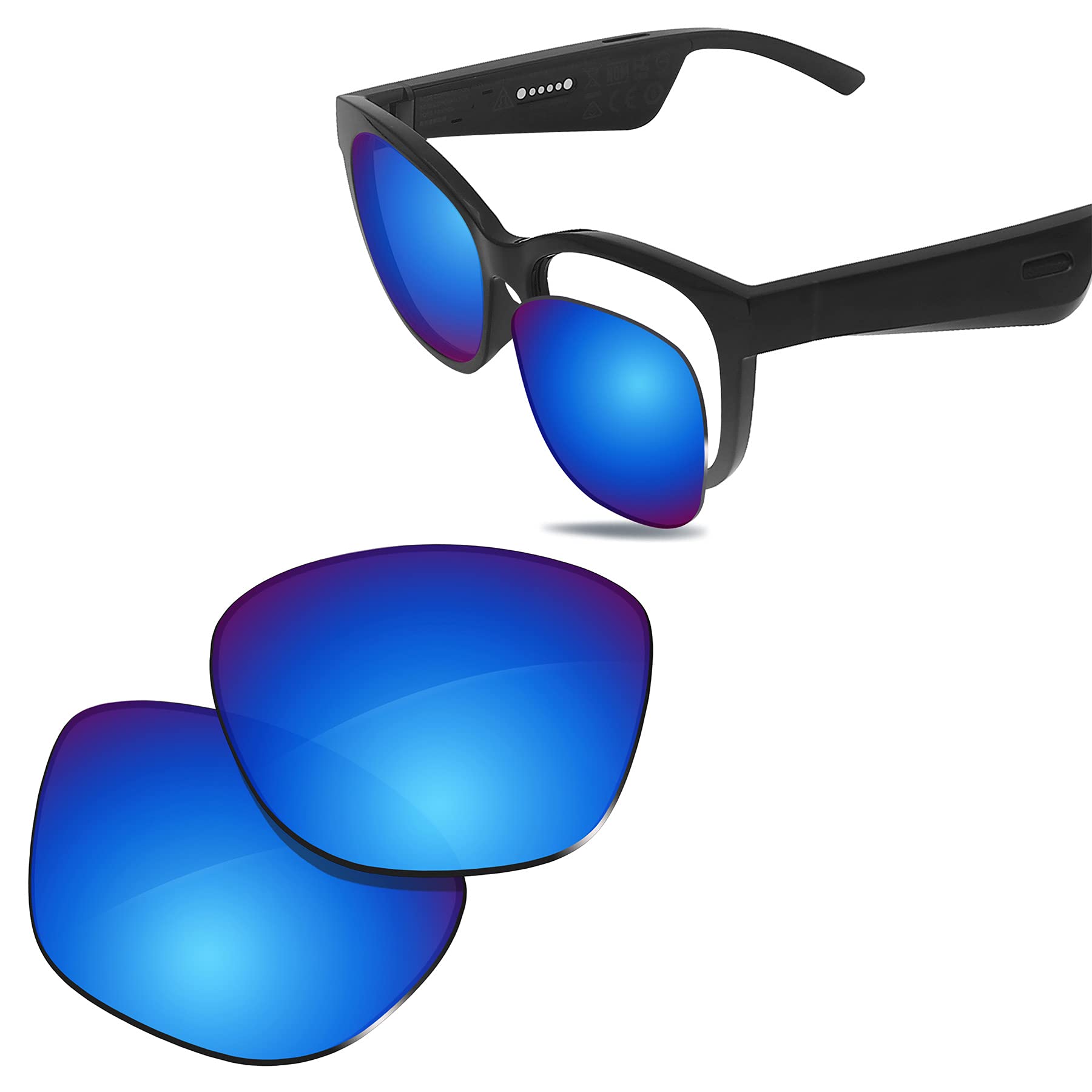 Glintbay 100% Precise-Fit Replacement Sunglass Lenses for Bose Soprano BMD0011 - Polarized Ice Blue Mirror