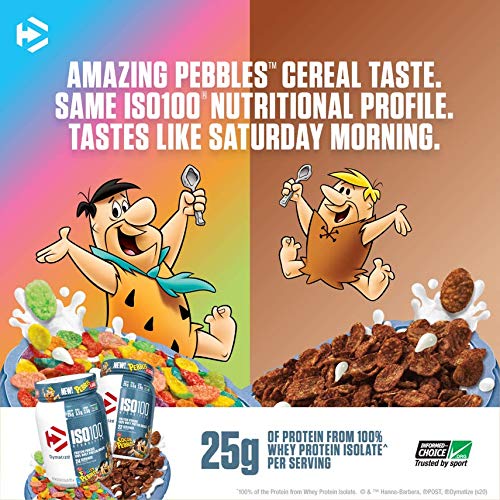 Dymatize ISO100 Hydrolyzed Protein Powder, 100% Whey Isolate, 25g of Protein, 5.5g BCAAs, Gluten Free, Fast Absorbing, Easy Digesting, Fruity Pebbles, 5 Pound