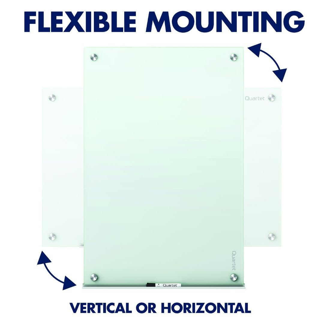 Quartet Glass Whiteboard, Extra Large Magnetic Dry Erase White Board, 6' x 4', Easy Installation, Includes Accessory Tray, 1 Marker and 2 Glass Board Magnets, White Surface, Infinity (G7248W)